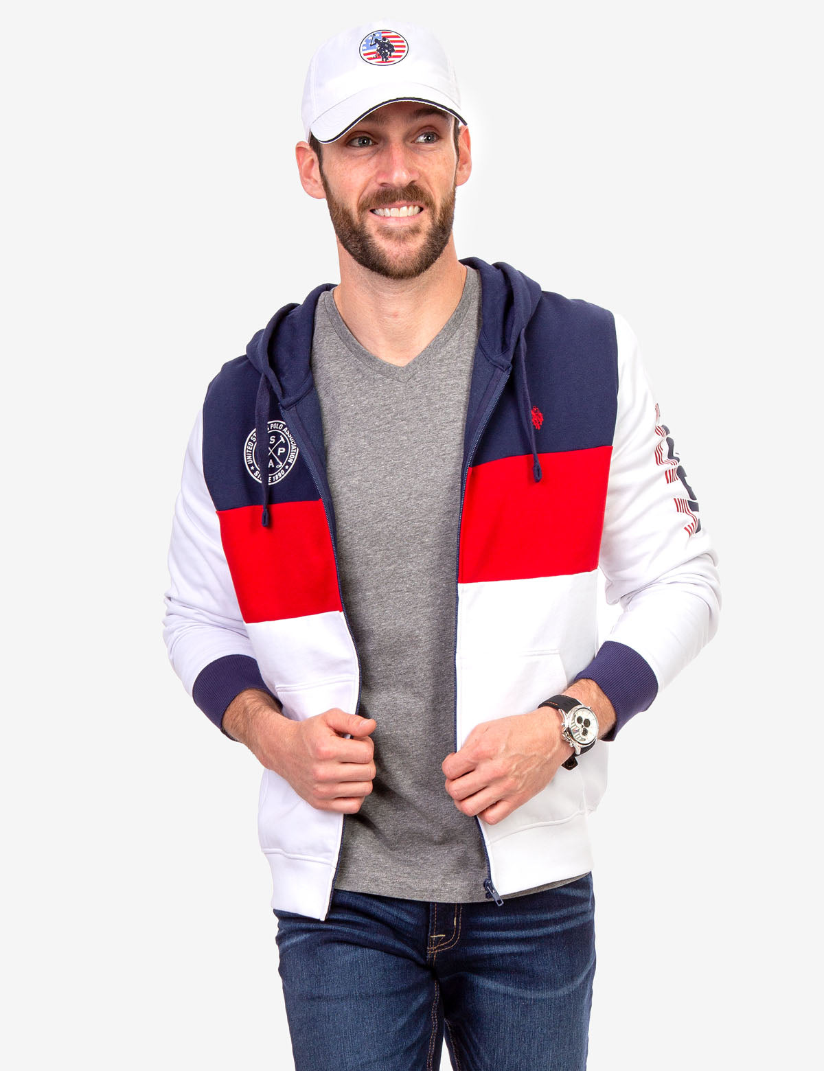 USPA COLORBLOCK ZIP HOODIE– U.S. Polo Assn.