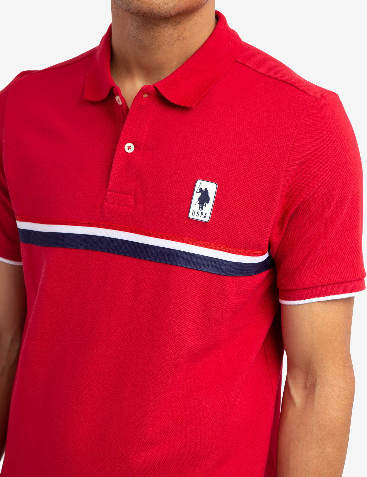 PIECED SIGNATURE STRIPE PIQUE POLO SHIRT– U.S. Polo Assn.
