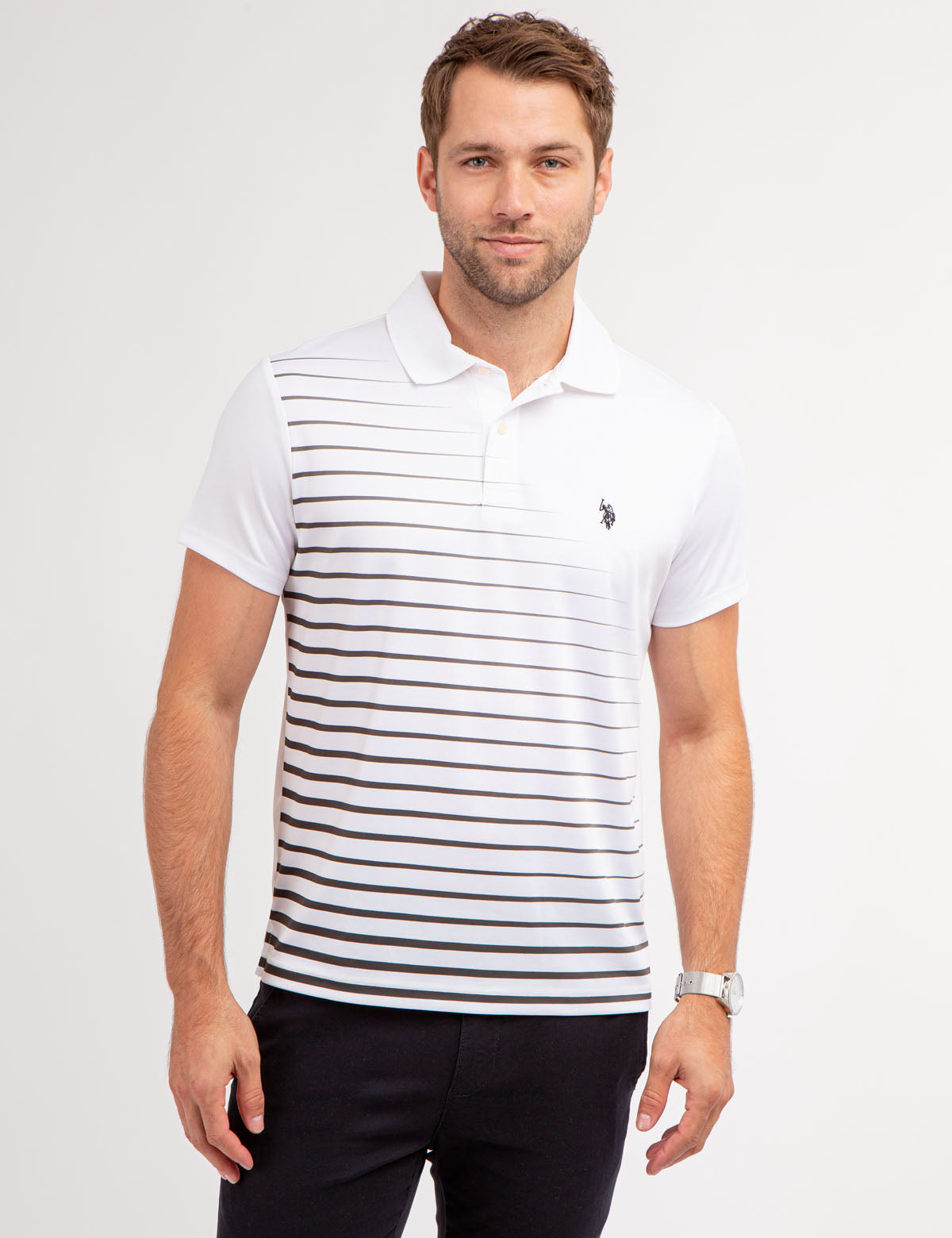 ENGINEERED DIAGONAL PRINT POLO SHIRT– U.S. Polo Assn.
