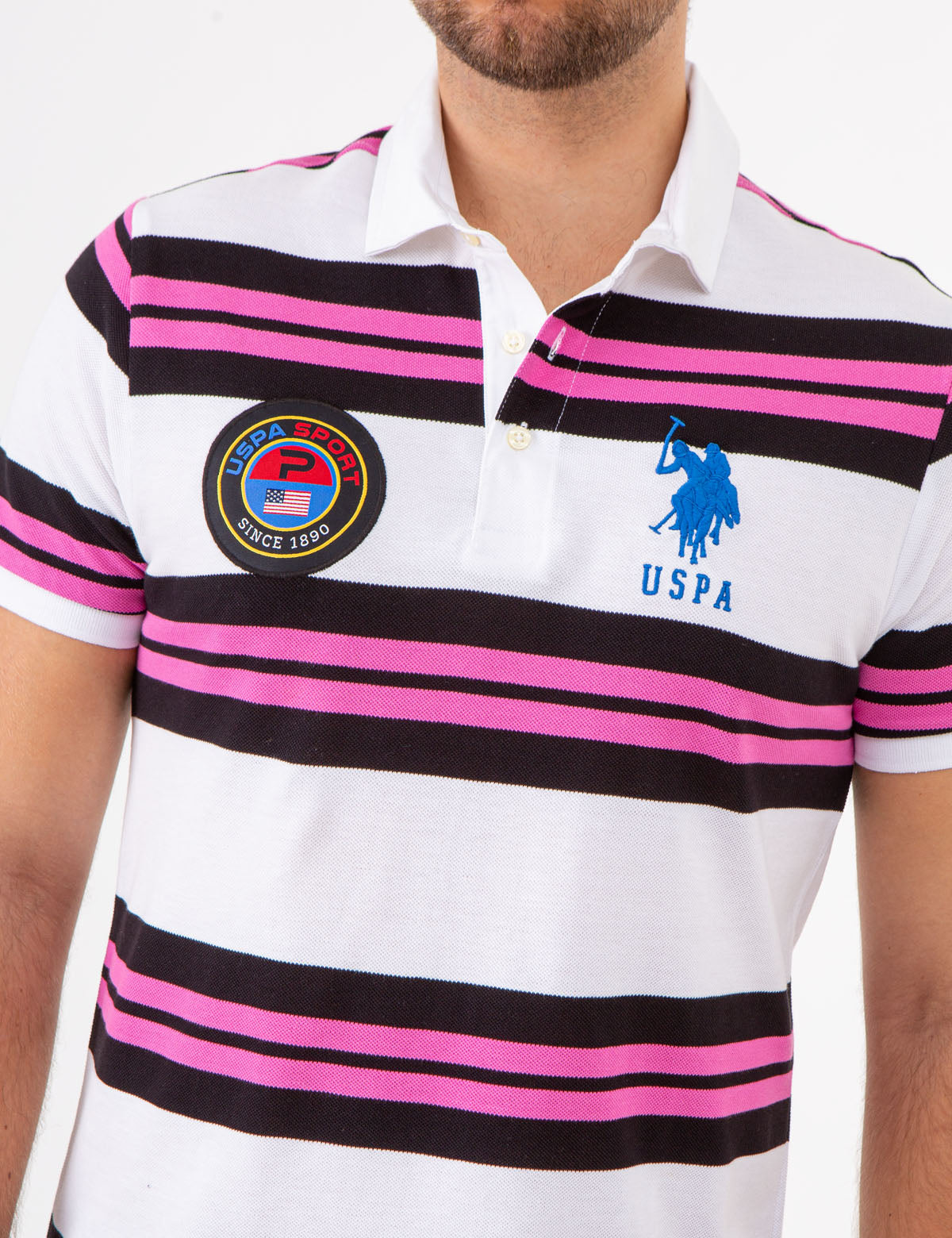 USPA SPORT YARN DYE STRIPE POLO SHIRT– U.S. Polo Assn.