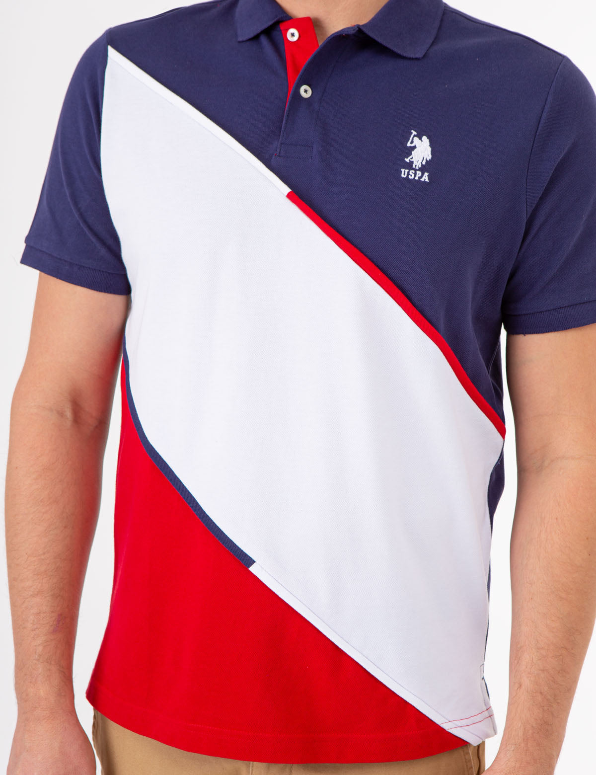 DIAGONAL COLORBLOCK POLO SHIRT WITH PIPING– U.S. Polo Assn.