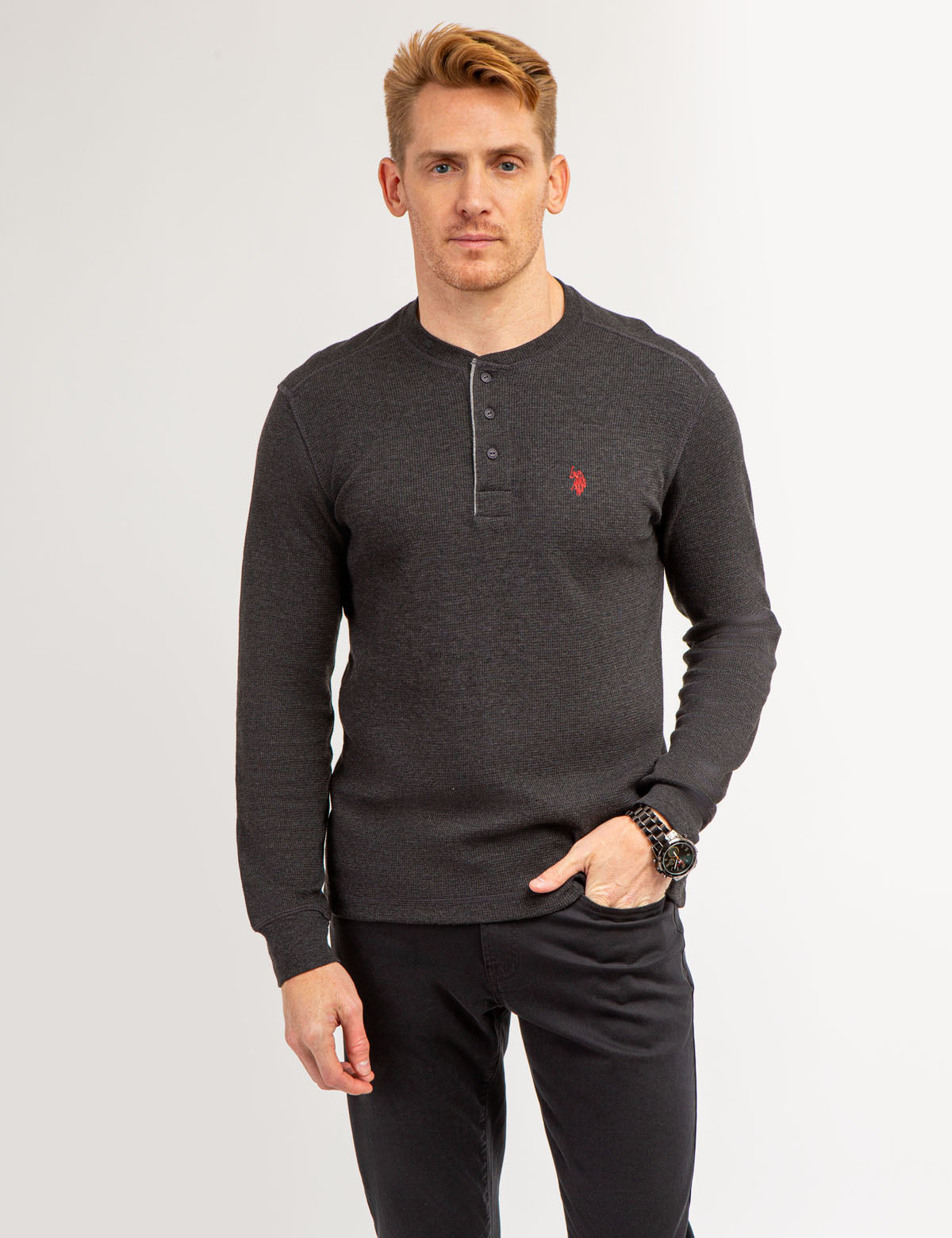SOLID LONG SLEEVE THERMAL HENLEY– U.S. Polo Assn.