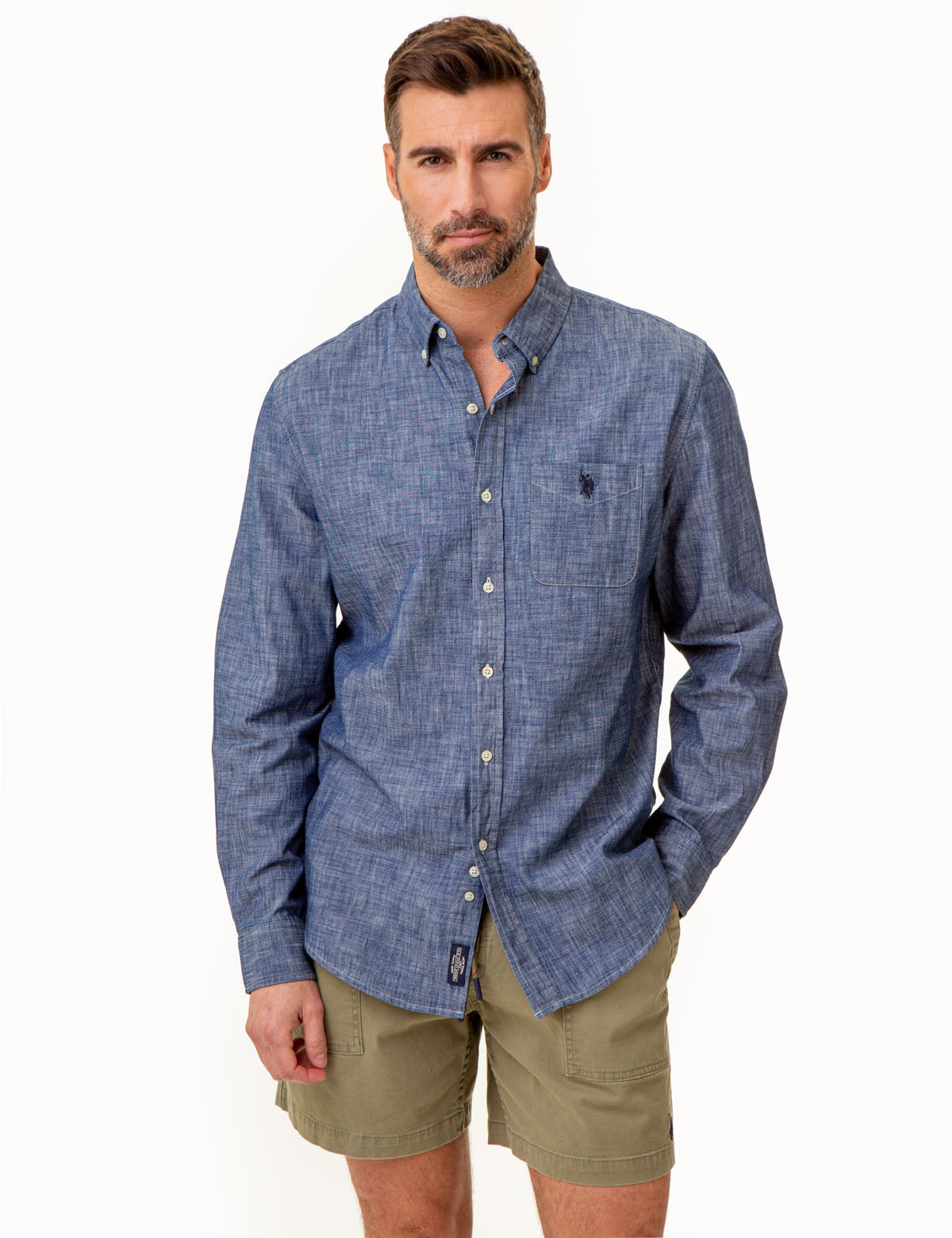 LONG SLEEVE SLUB CHAMBRAY WOVEN SHIRT– U.S. Polo Assn.