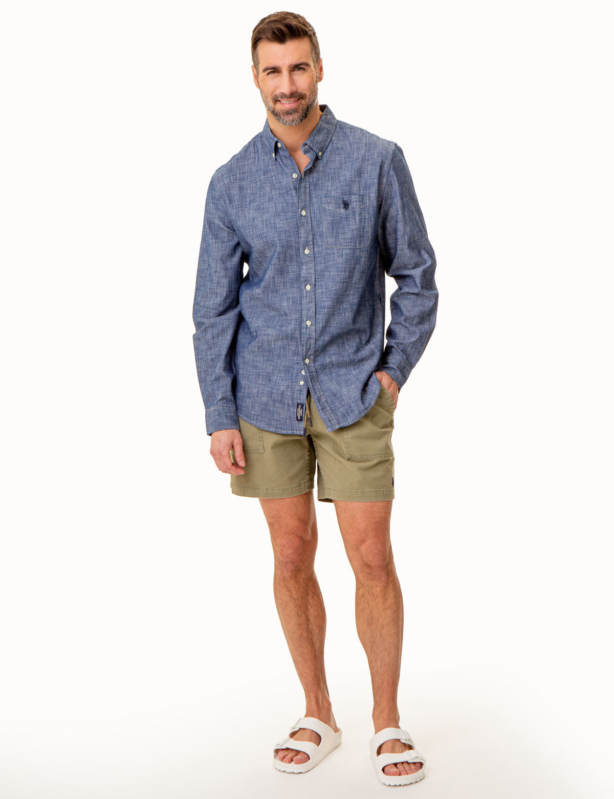 LONG SLEEVE SLUB CHAMBRAY WOVEN SHIRT– U.S. Polo Assn.