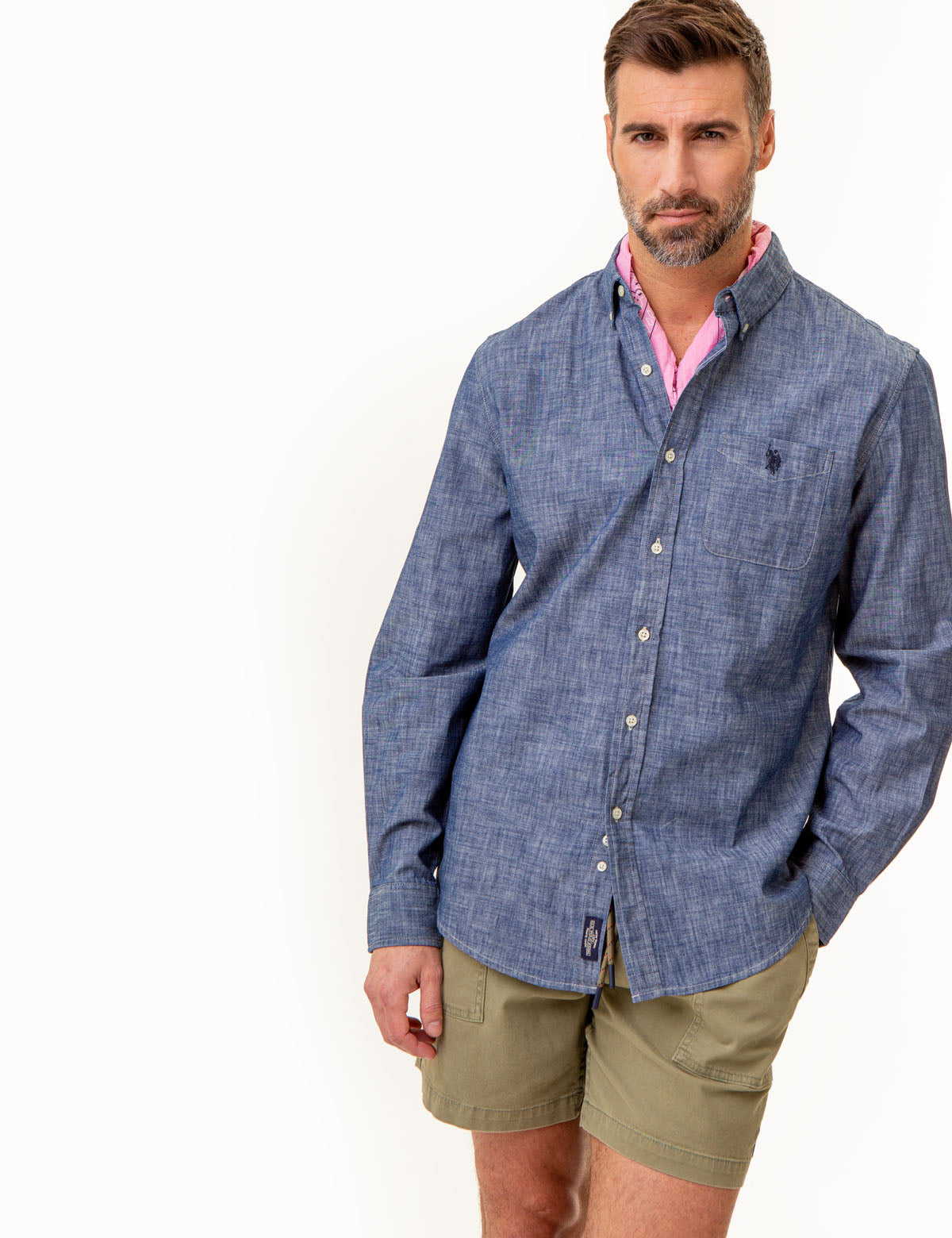 LONG SLEEVE SLUB CHAMBRAY WOVEN SHIRT– U.S. Polo Assn.