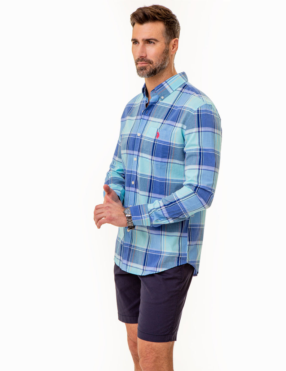 LONG SLEEVE PLAID MADRAS WOVEN SHIRT– U.S. Polo Assn.