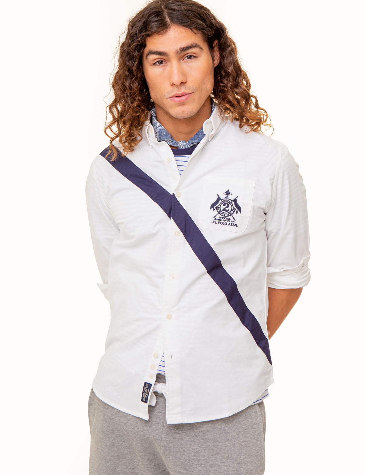 LONG SLEEVE DIAGONAL SASH OXFORD SHIRT– U.S. Polo Assn.
