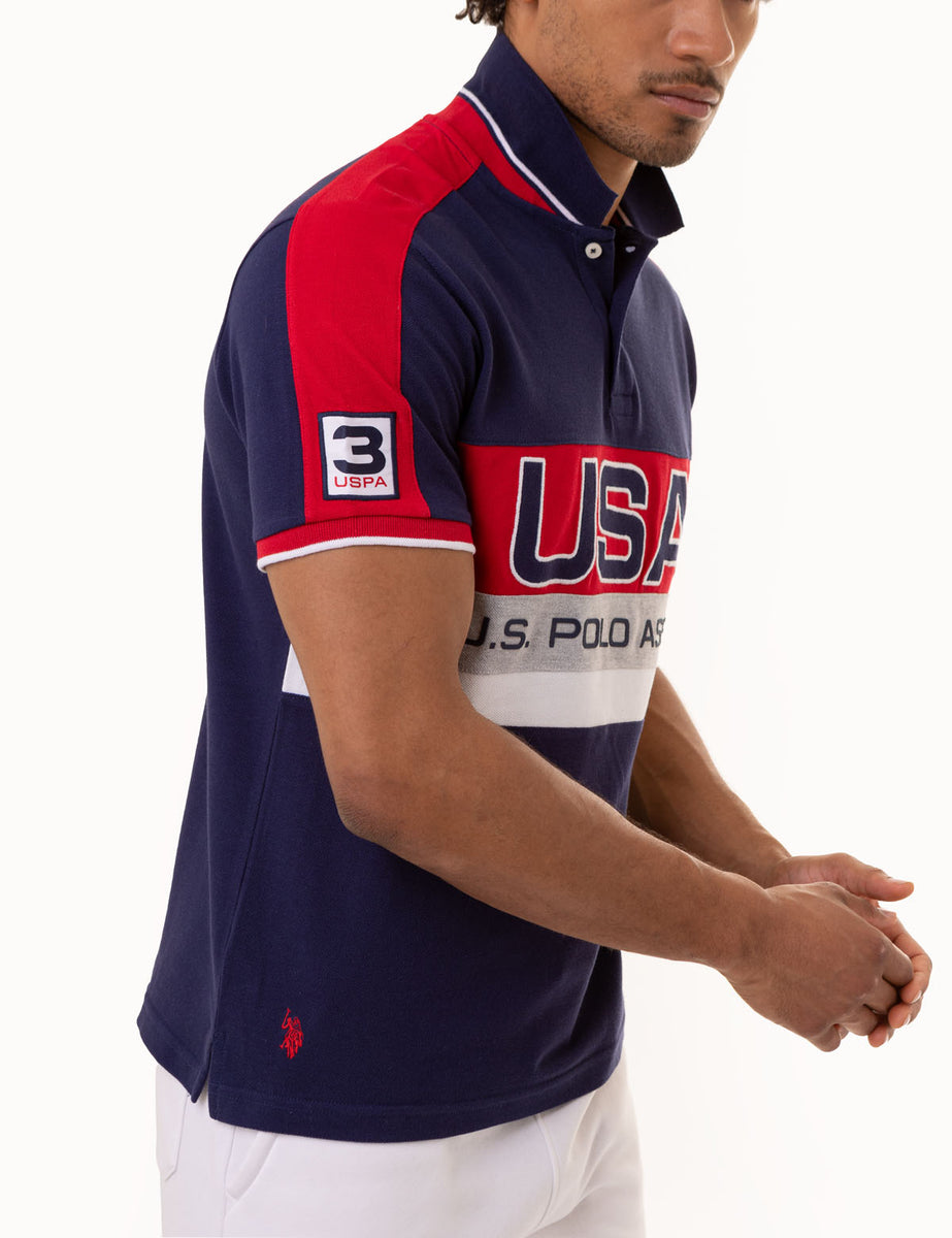 USA COLORBLOCK GRAPHIC PIQUE POLO SHIRT– U.S. Polo Assn.