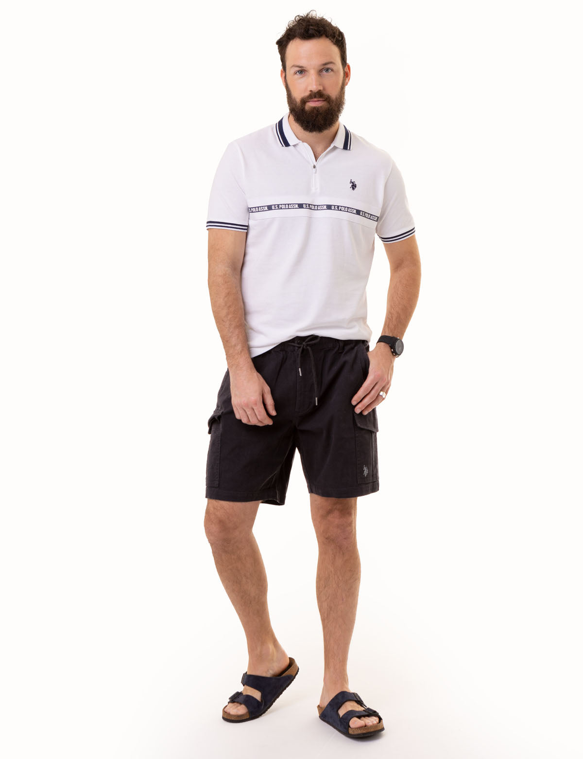 U.S. POLO ASSN. ZIPPER PLACKET PIECED POLO SHIRT– U.S. Polo Assn.