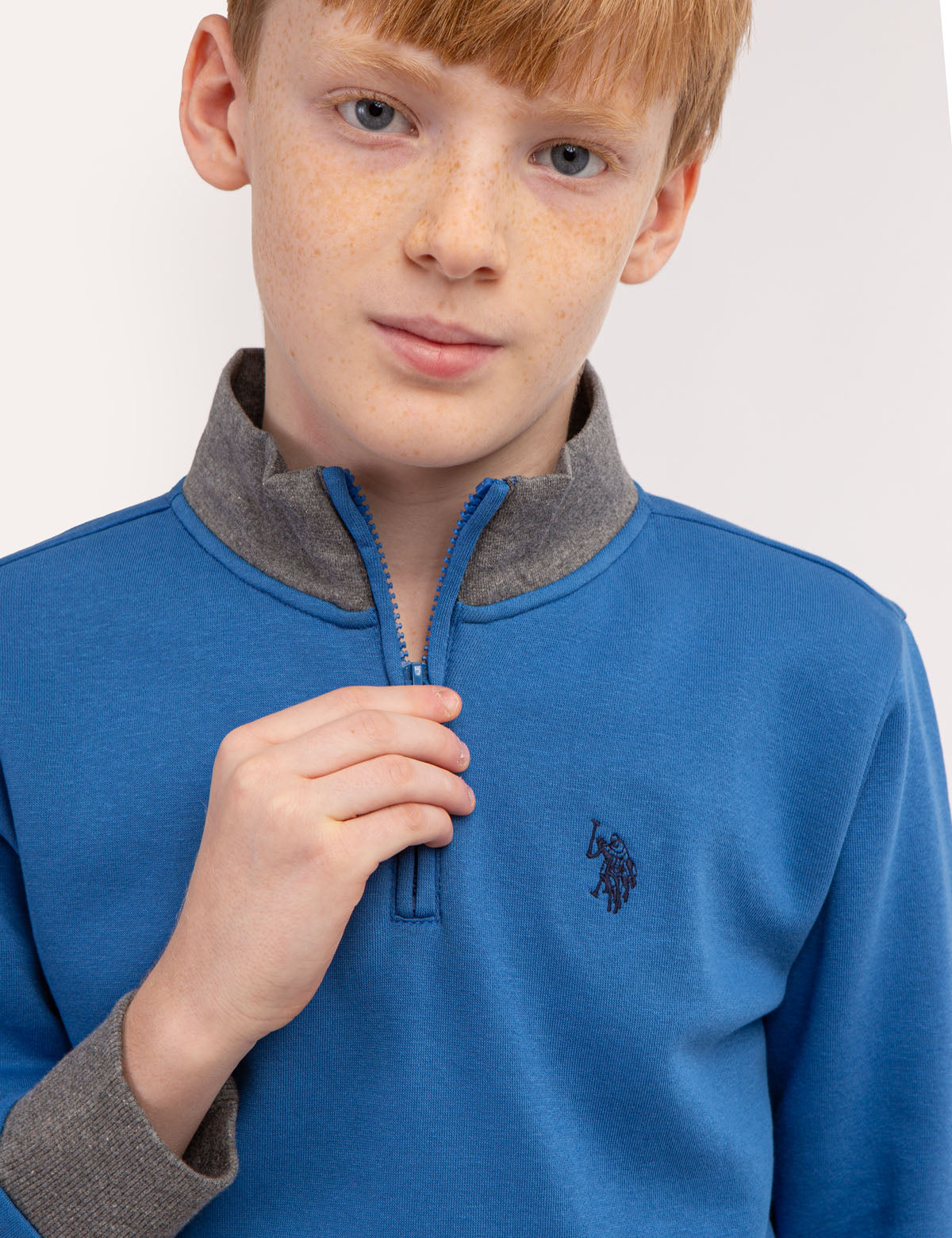 BOYS QUARTER ZIP FLEECE PULLOVER– U.S. Polo Assn.