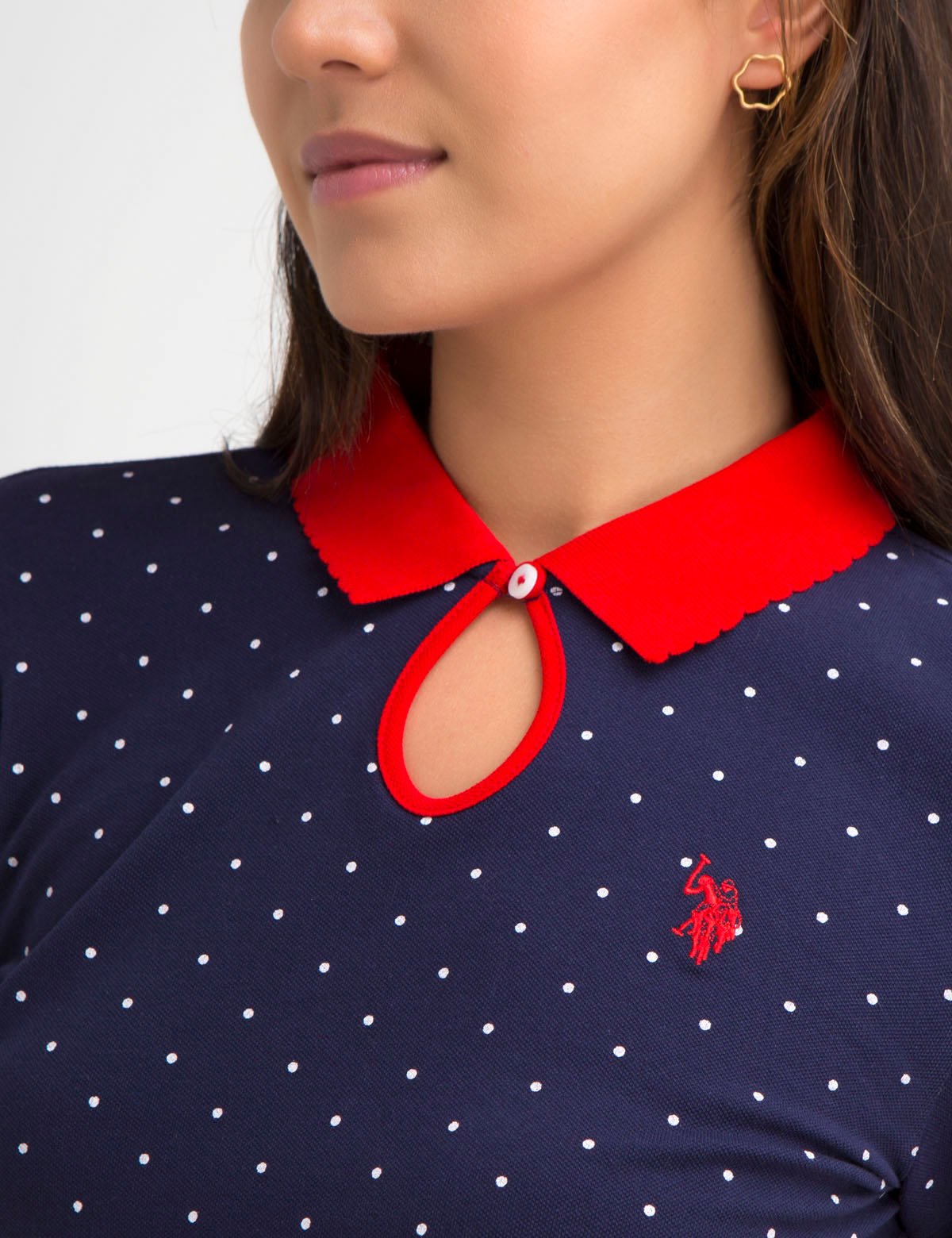PREMIUM KEYHOLE DOT POLO SHIRT– U.S. Polo Assn.