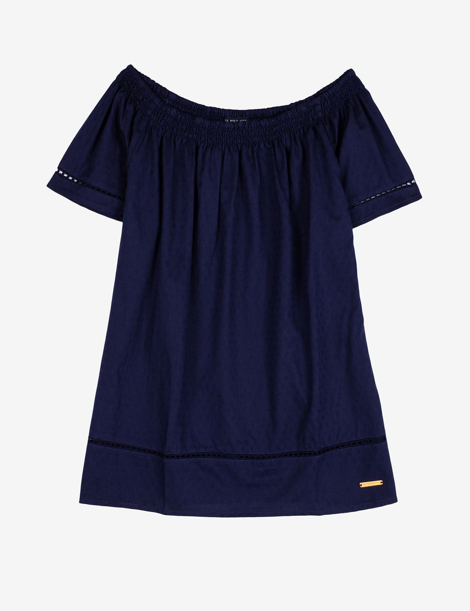 OFF THE SHOULDER TASSLE SHIRT– U.S. Polo Assn.