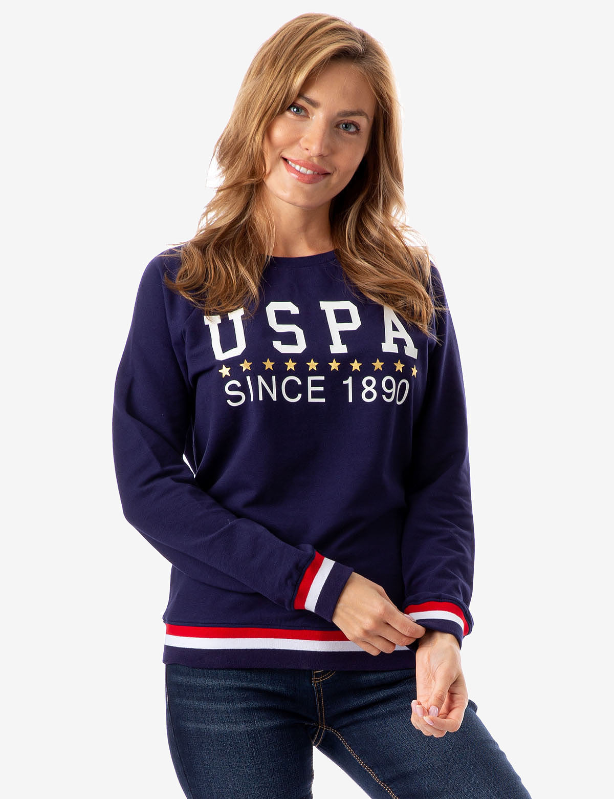 USPA STRIPED RIB CREW NECK SWEATSHIRT– U.S. Polo Assn.