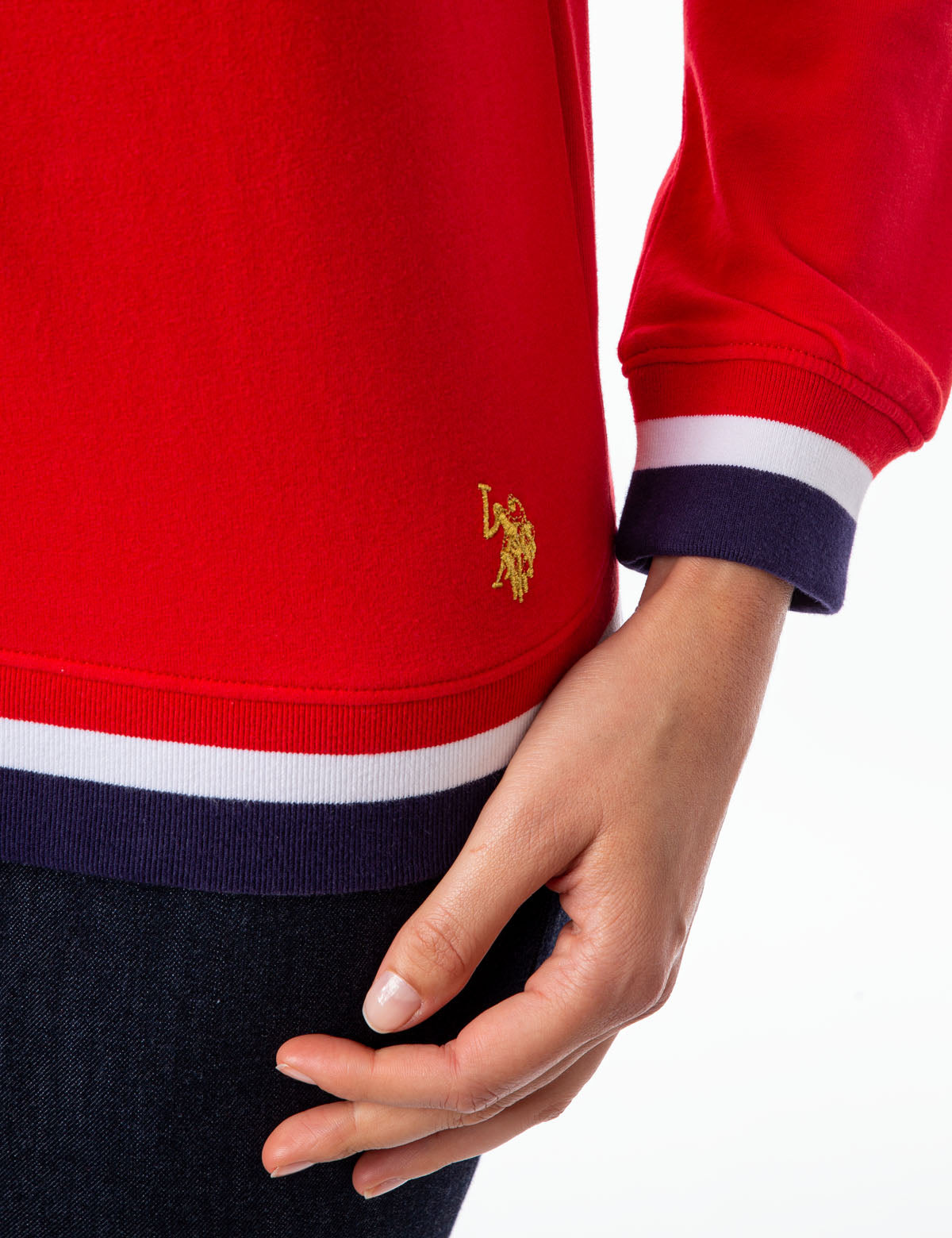 USPA STRIPED RIB CREW NECK SWEATSHIRT– U.S. Polo Assn.