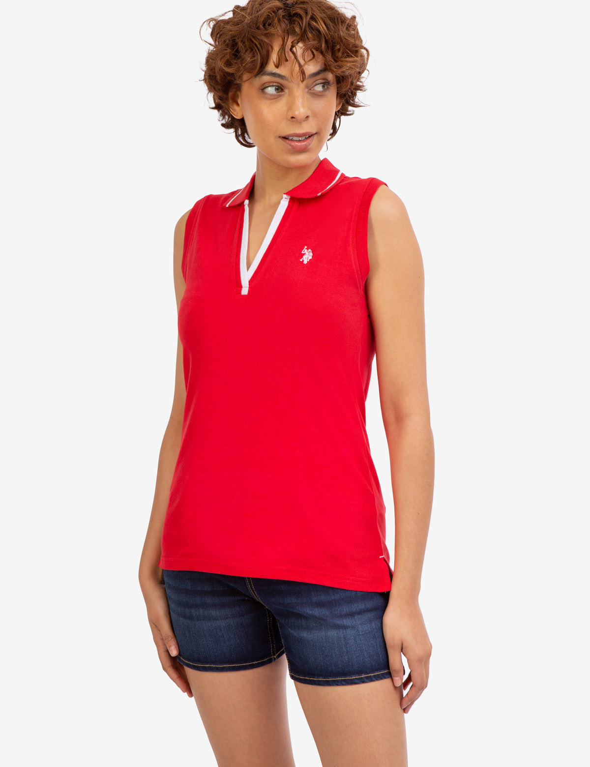 OPEN PLACKET SLEEVELESS POLO SHIRT– U.S. Polo Assn.