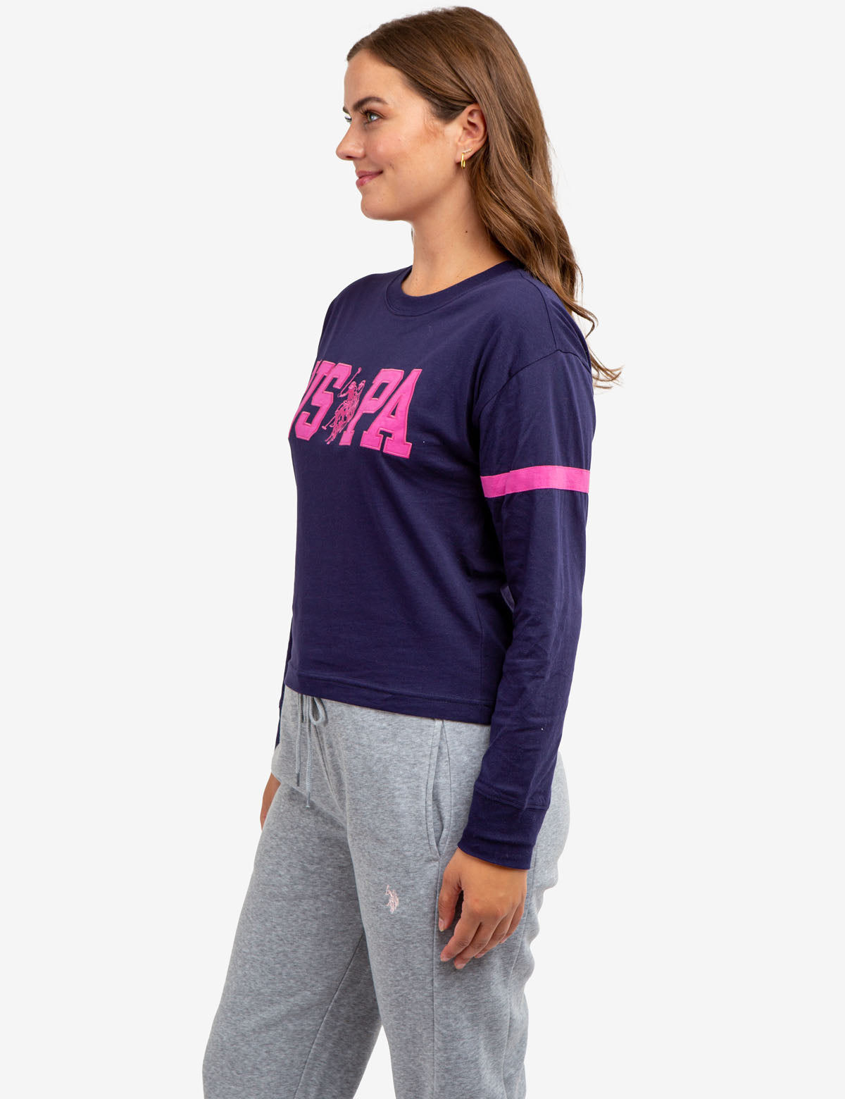 LONG SLEEVE USPA APPLIQUE CROPPED T-SHIRT– U.S. Polo Assn.