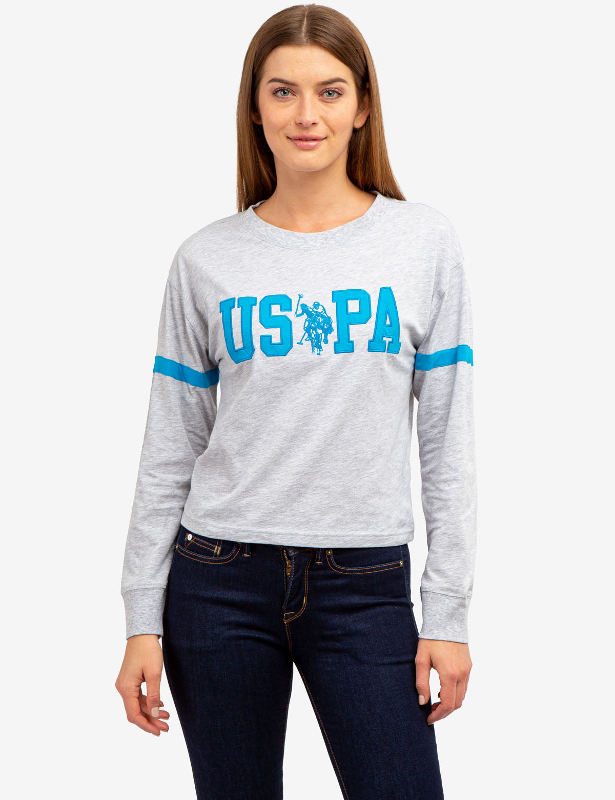 LONG SLEEVE USPA APPLIQUE CROPPED T-SHIRT– U.S. Polo Assn.