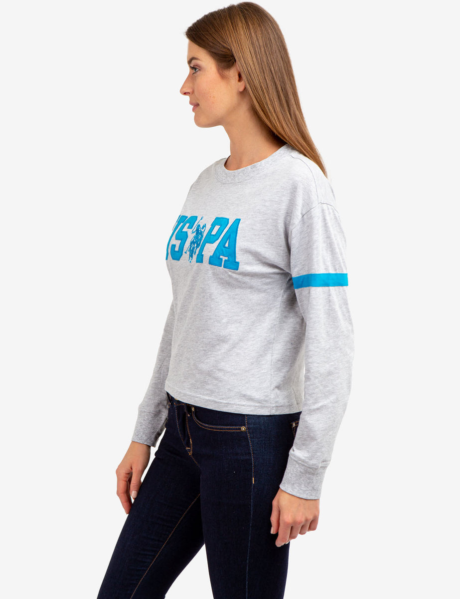 LONG SLEEVE USPA APPLIQUE CROPPED T-SHIRT– U.S. Polo Assn.