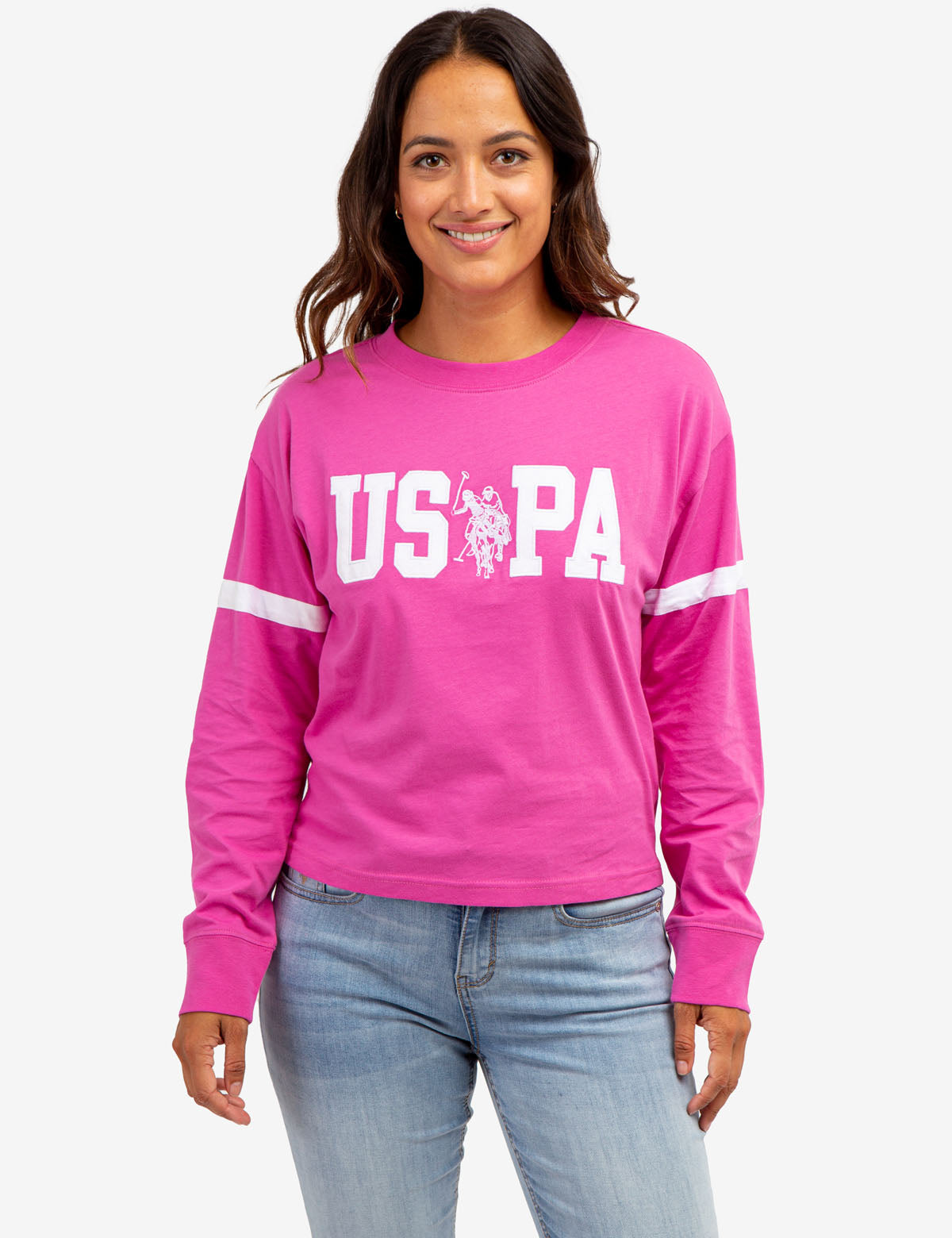 LONG SLEEVE USPA APPLIQUE CROPPED T-SHIRT– U.S. Polo Assn.