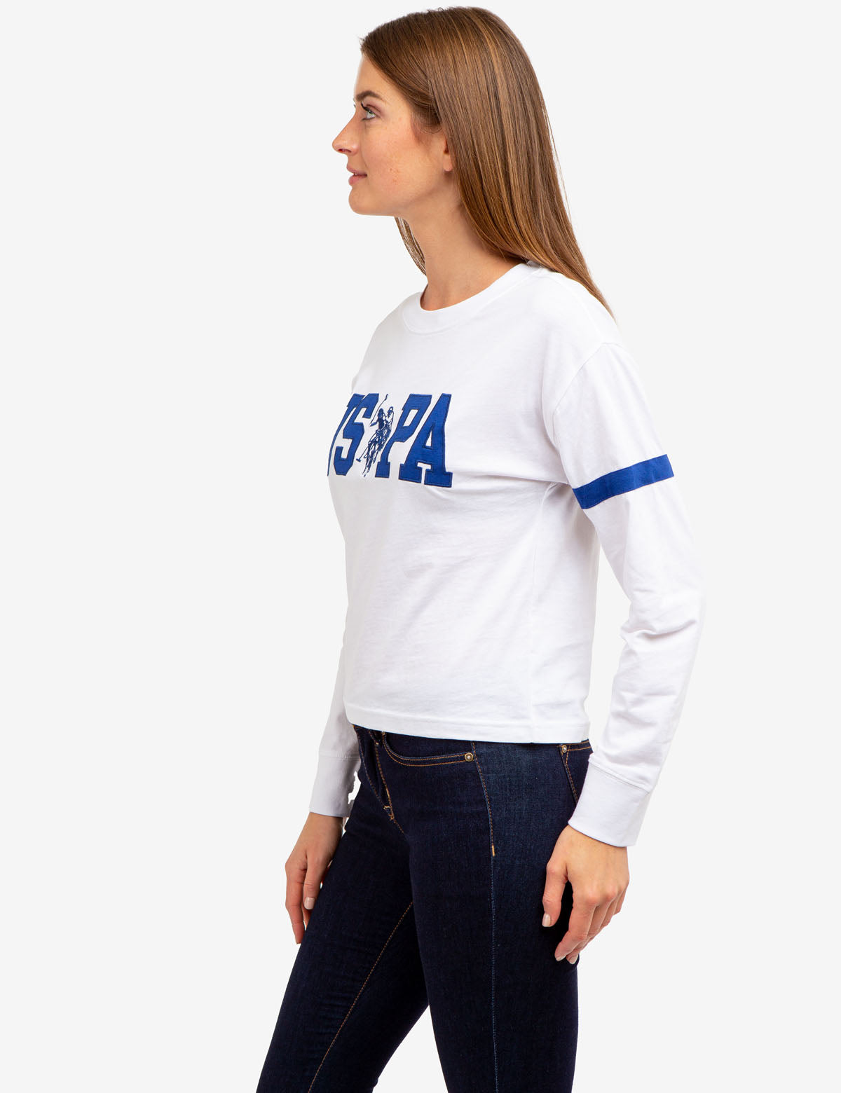 LONG SLEEVE USPA APPLIQUE CROPPED T-SHIRT– U.S. Polo Assn.