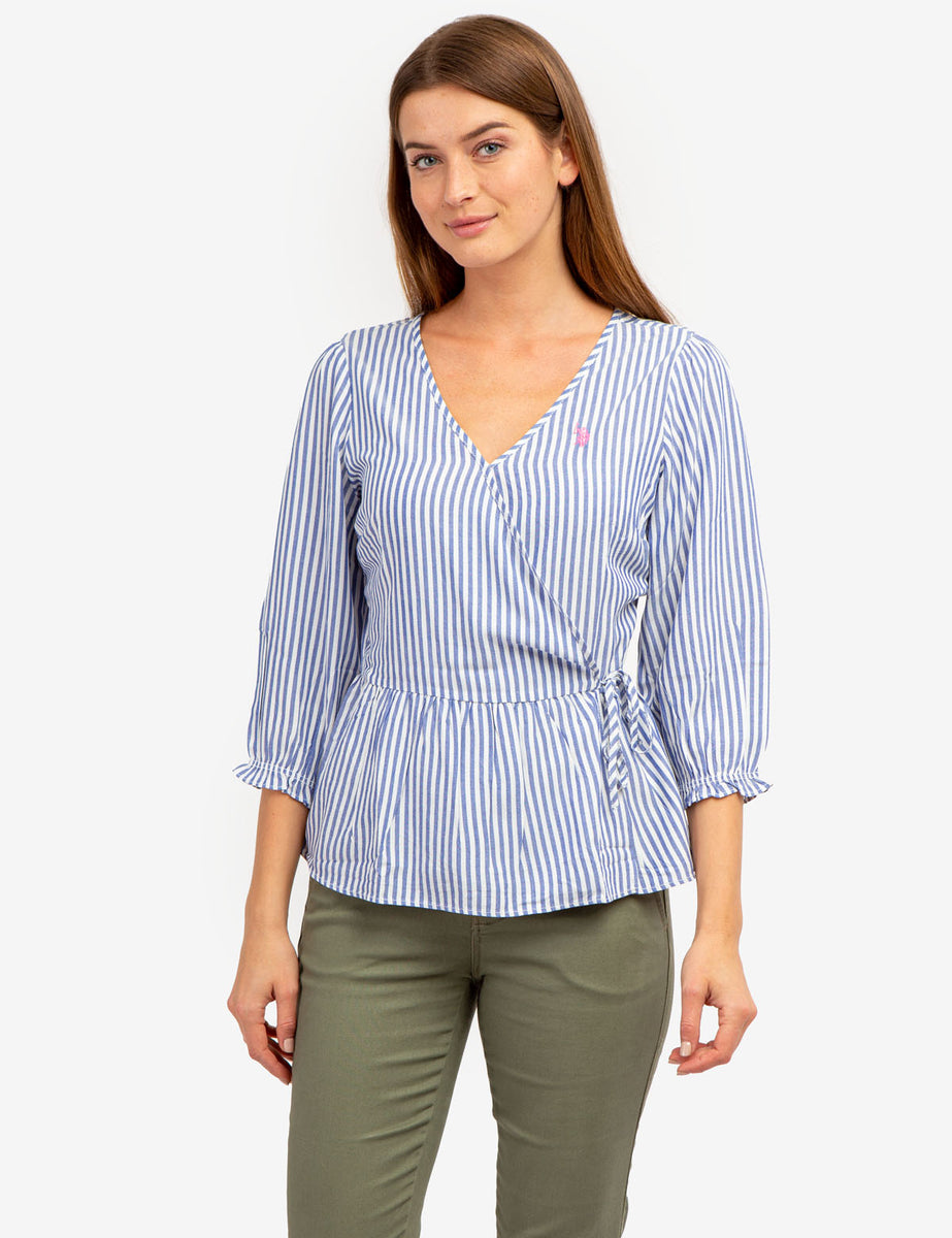 LONG SLEEVE STRIPED WRAP TOP– U.S. Polo Assn.