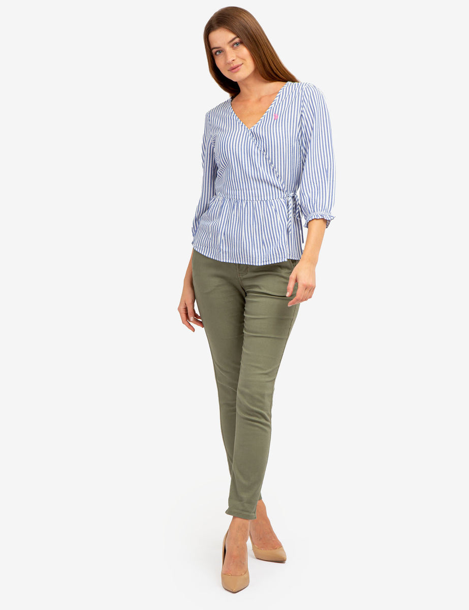 LONG SLEEVE STRIPED WRAP TOP– U.S. Polo Assn.