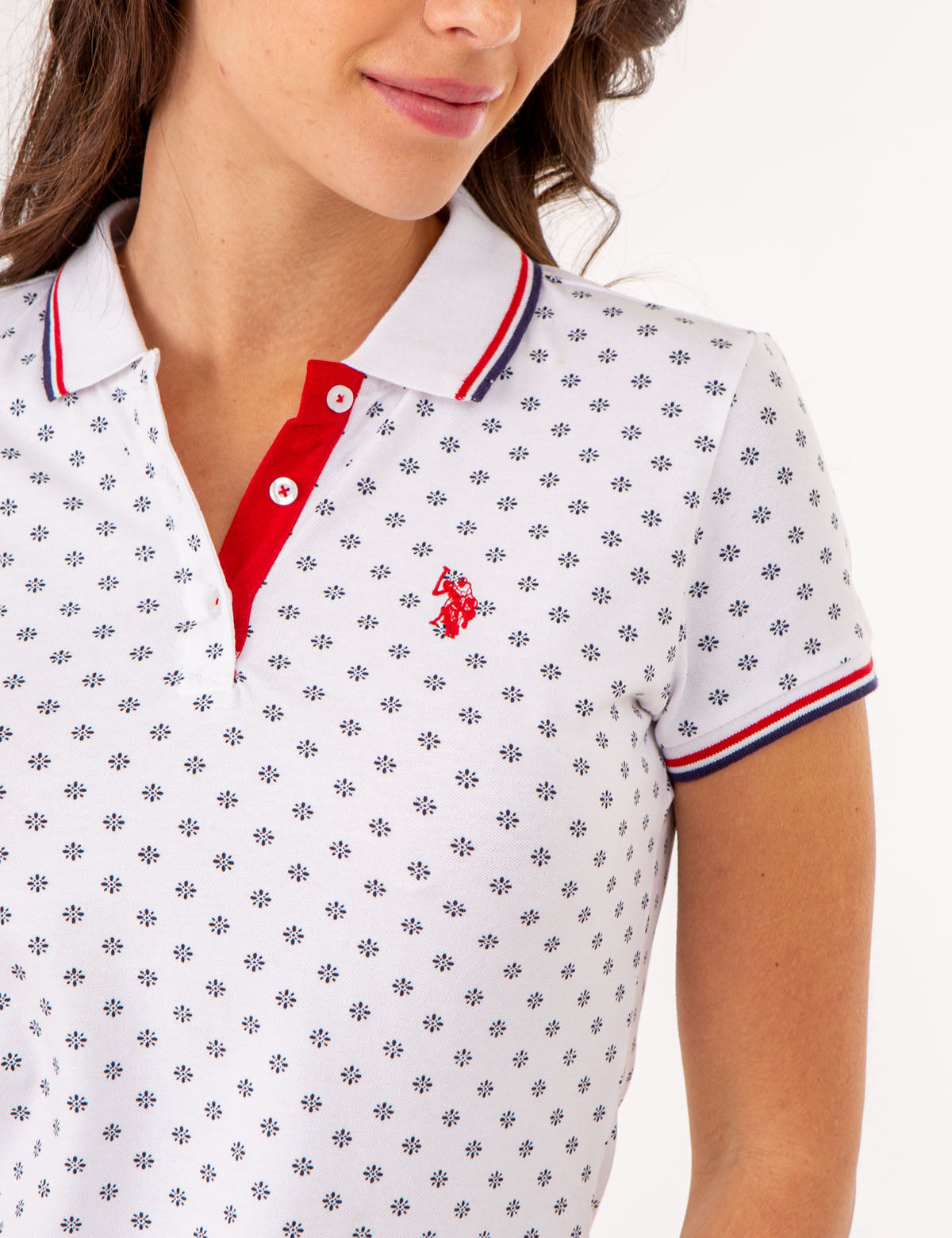 DOT FLOWER PRINT TIPPED POLO SHIRT– U.S. Polo Assn.