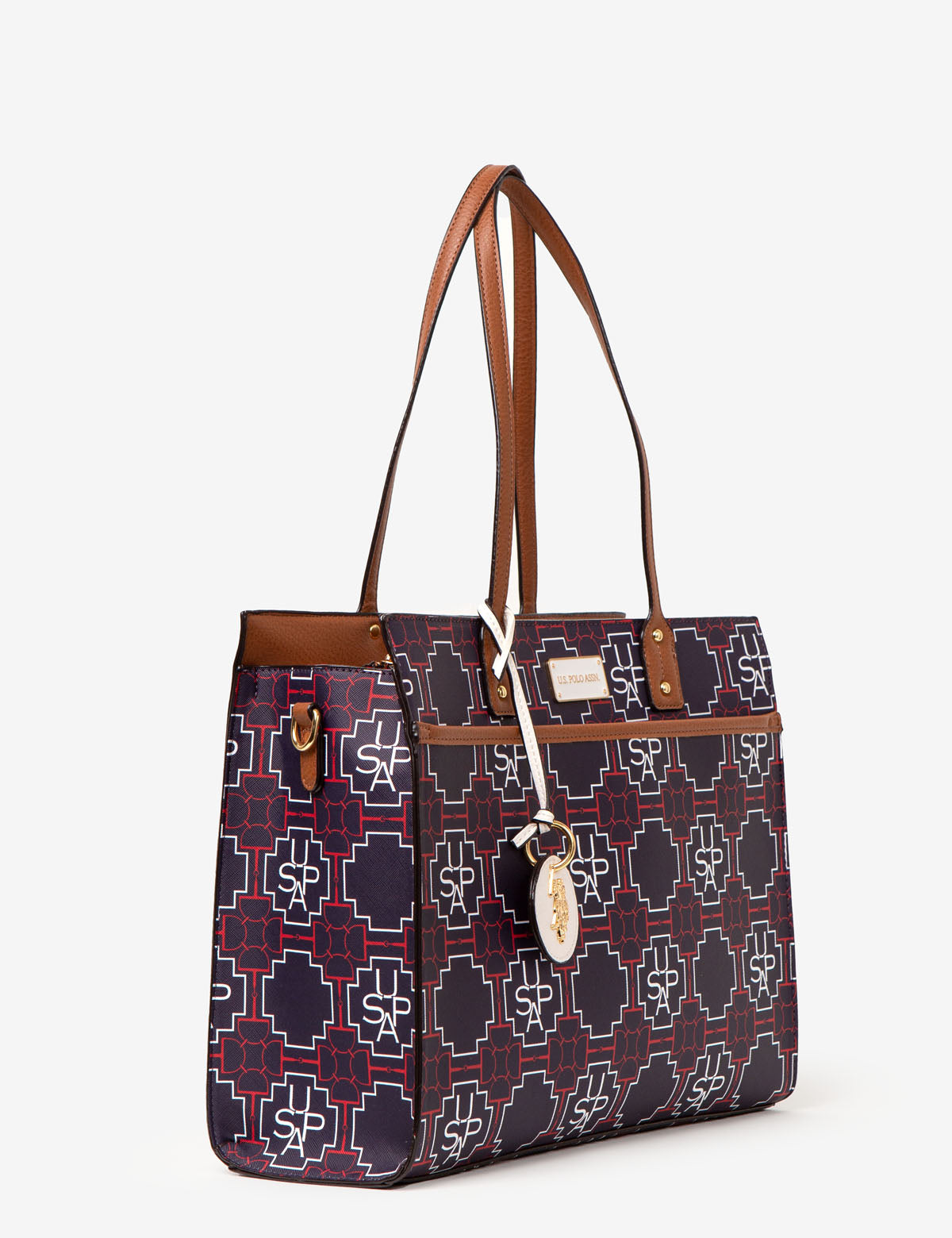 USPA GEOMETRIC PRINT TOTE BAG WITH CROSSBODY STRAP– U.S. Polo Assn.