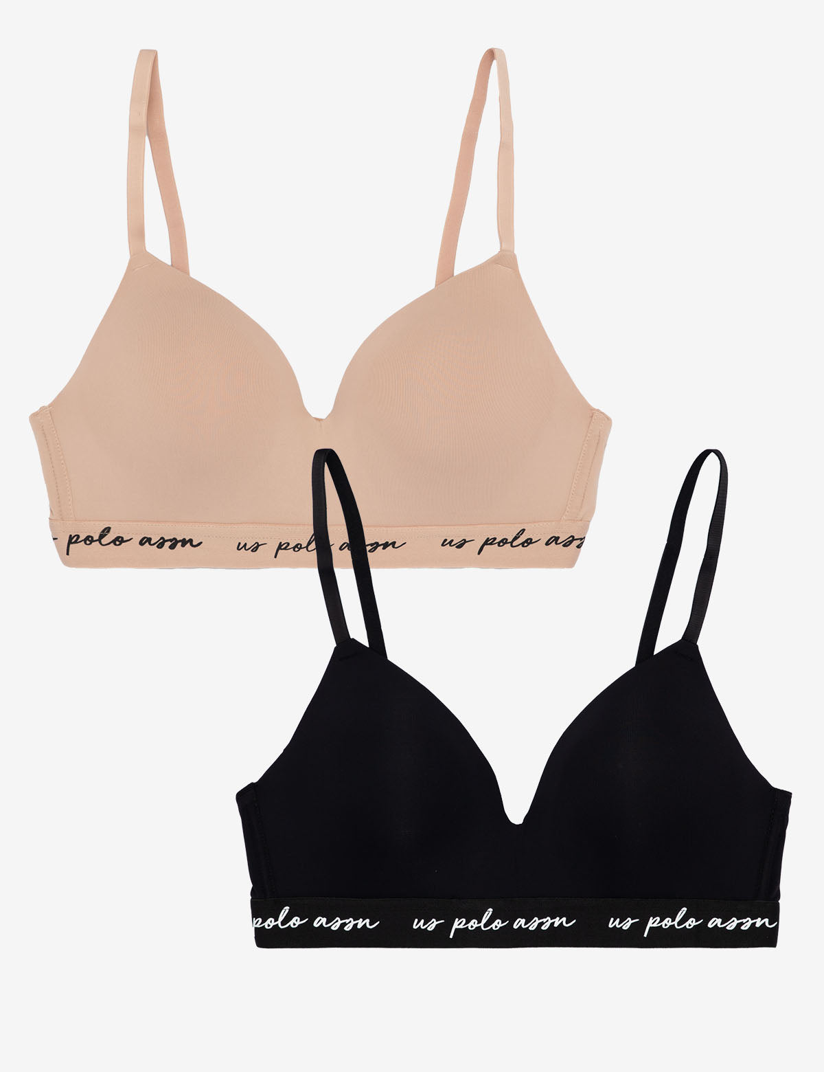 2PK WIRE FREE CLASP BACK BRAS WITH ADJUSTABLE STRAPS– U.S. Polo Assn.