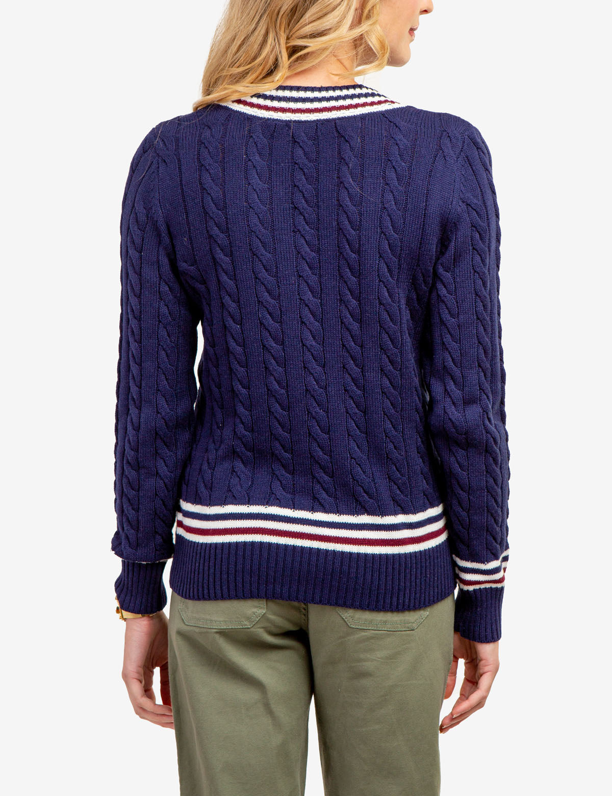 TIPPED CABLE V-NECK SWEATER– U.S. Polo Assn.
