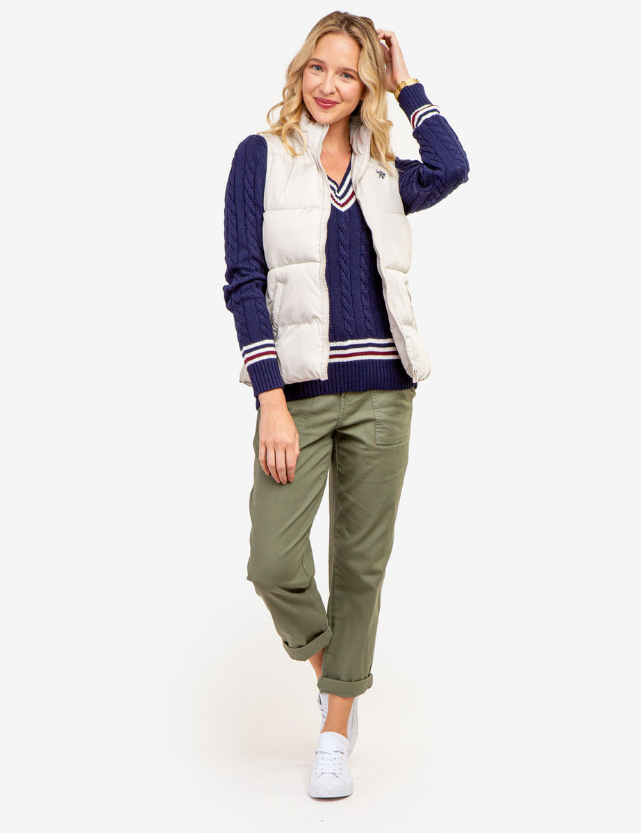 TIPPED CABLE V-NECK SWEATER– U.S. Polo Assn.