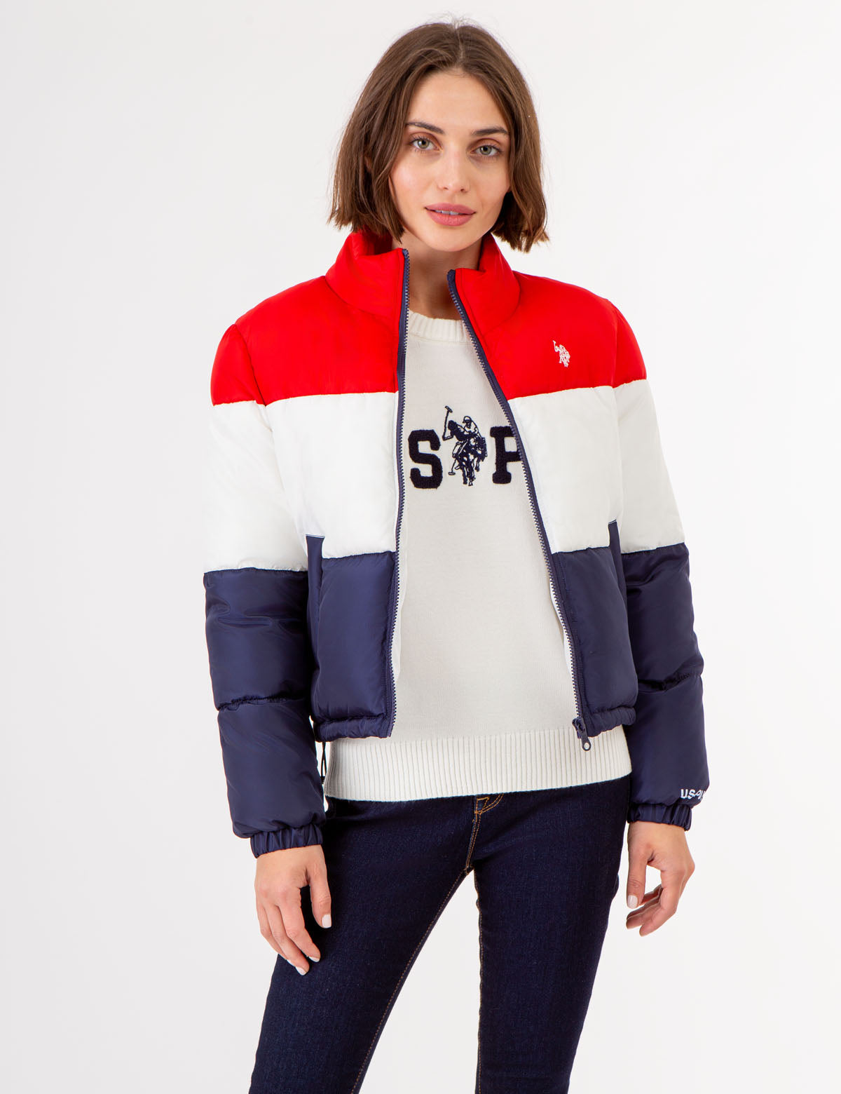 CROPPED COLORBLOCK PUFFER JACKET– U.S. Polo Assn.