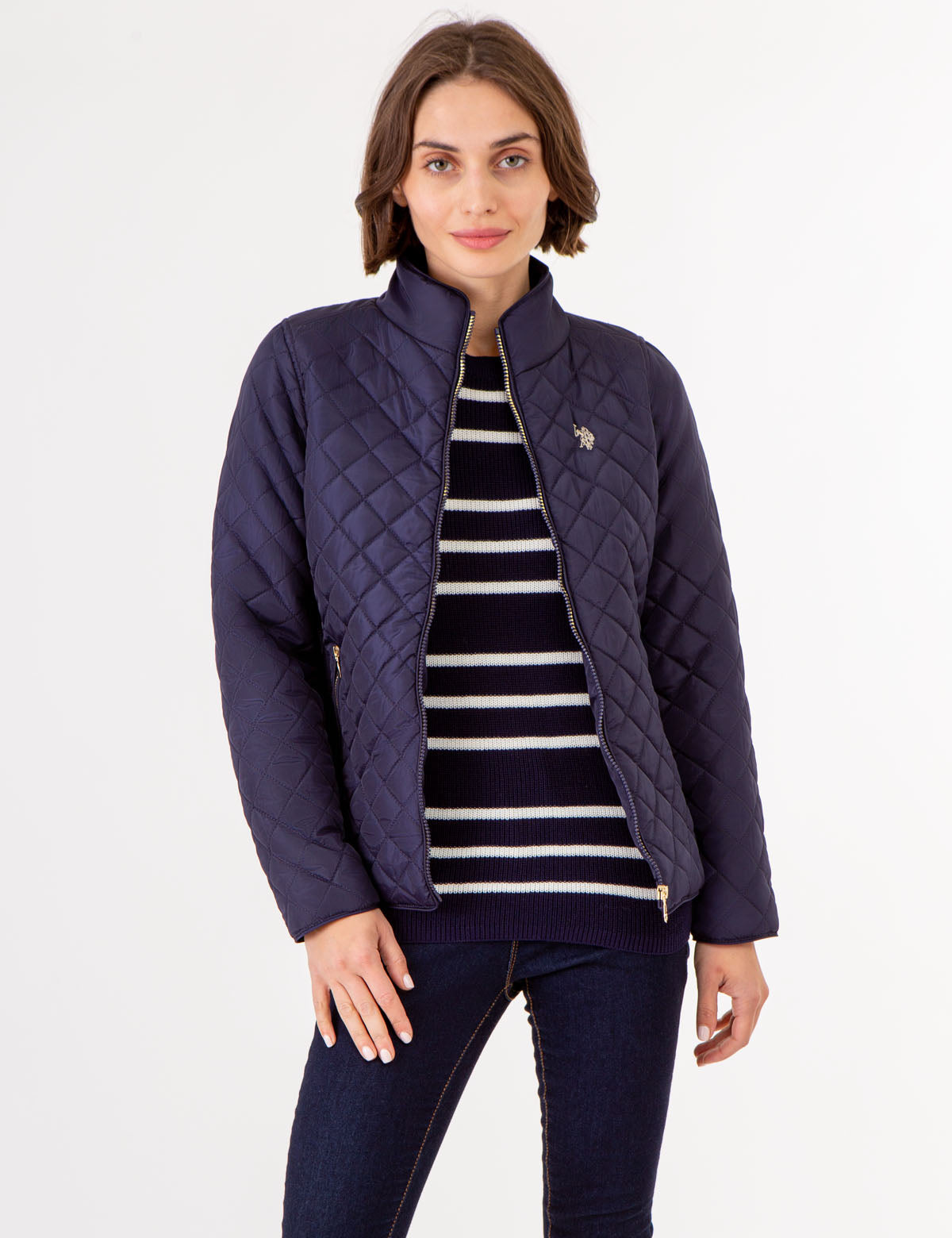 QUILTED SIDE KNIT MOTO JACKET– U.S. Polo Assn.