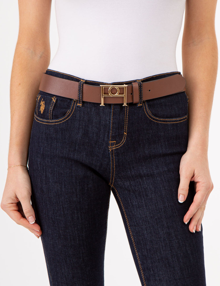 LADIES 38MM INTERLOCKING DOUBLE P BELT– U.S. Polo Assn.