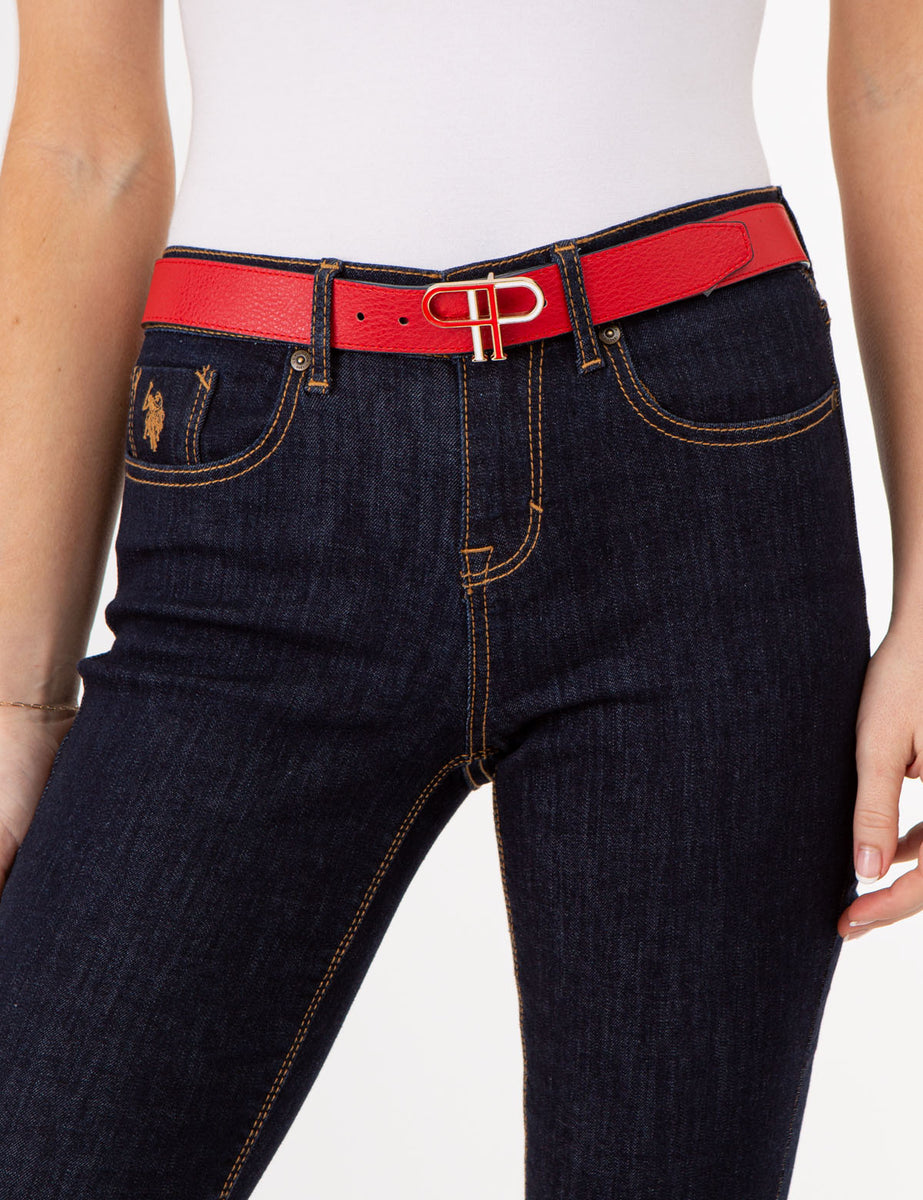 LADIES 30MM ENAMEL REVERSIBLE DOUBLE P BELT– U.S. Polo Assn.