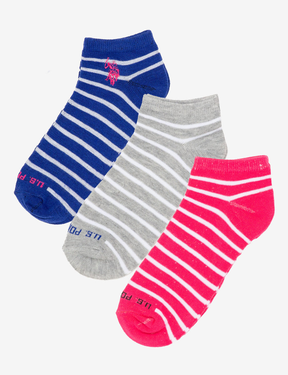 WOMENS 3PK STRIPED ASSORTED LOW CUT SOCKS– U.S. Polo Assn.