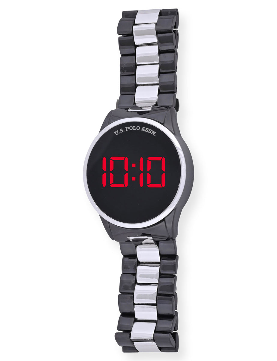 MEN'S BLACK SILVER TWO TONE LED BRACELET WATCH– U.S. Polo Assn.