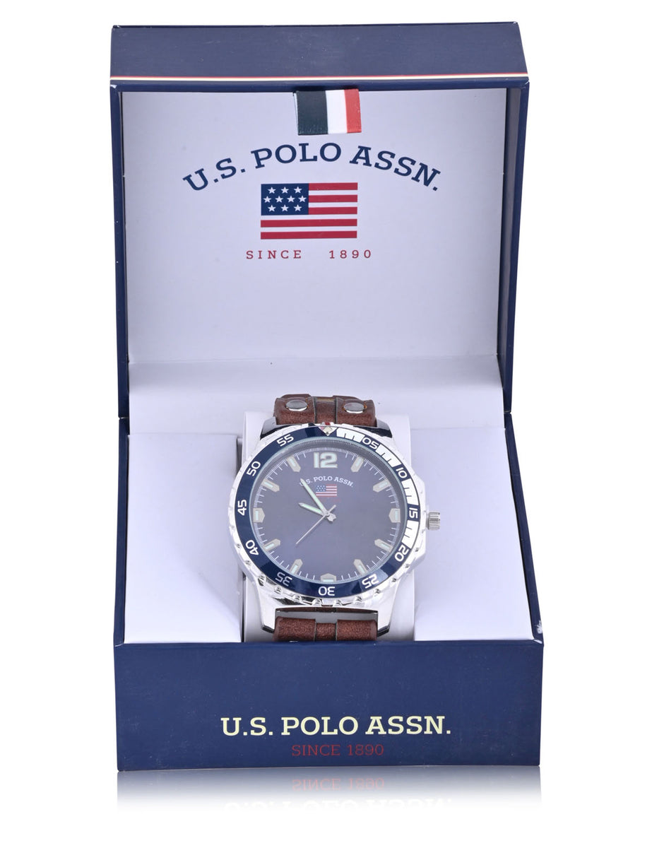 MEN'S CLASSIC BROWN STRAP ANALOG WATCH– U.S. Polo Assn.