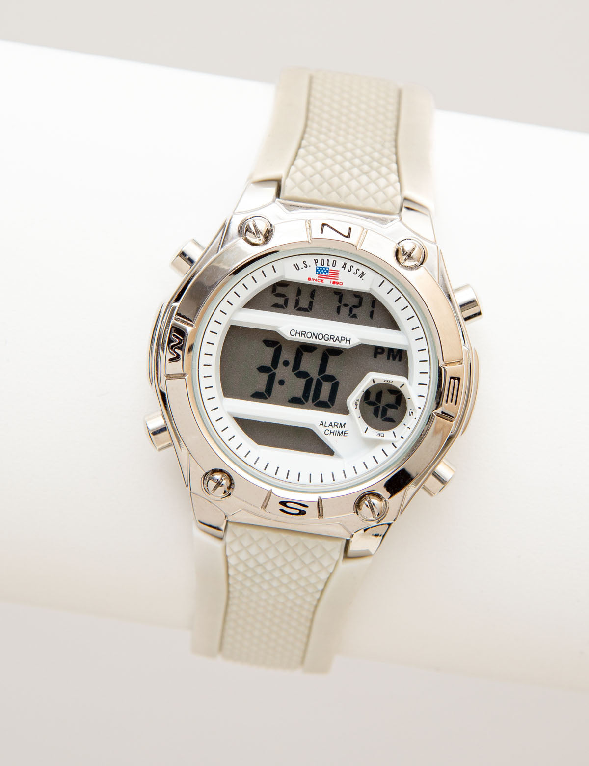 LADIES WHITE SPORT DIGITAL WATCH– U.S. Polo Assn.