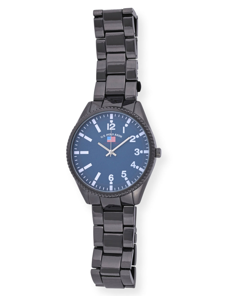 MEN'S GUNMETAL BRACELET WATCH WITH NAVY DIAL– U.S. Polo Assn.