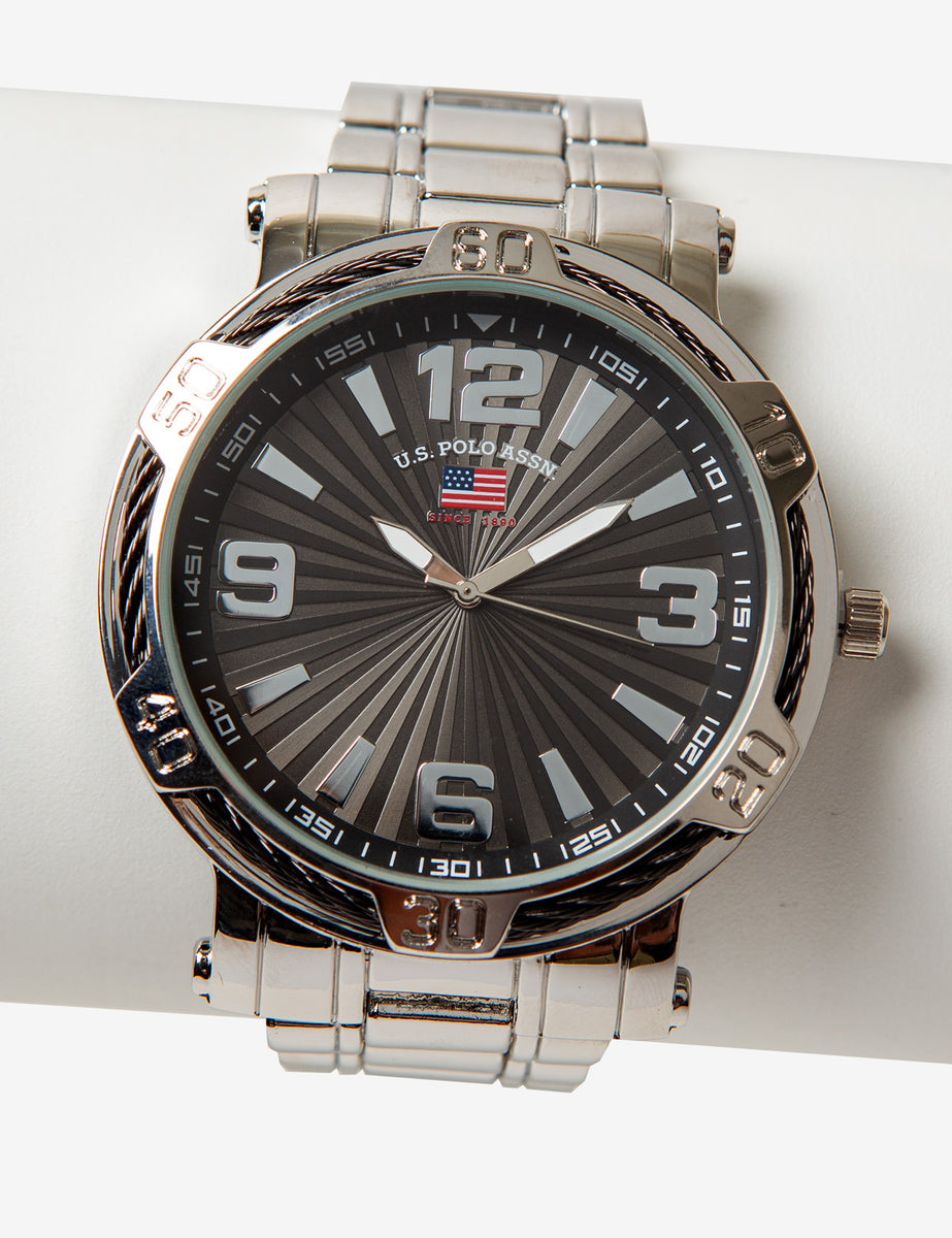 MEN'S SILVER BRACELET WATCH WITH BLACK DIAL– U.S. Polo Assn.