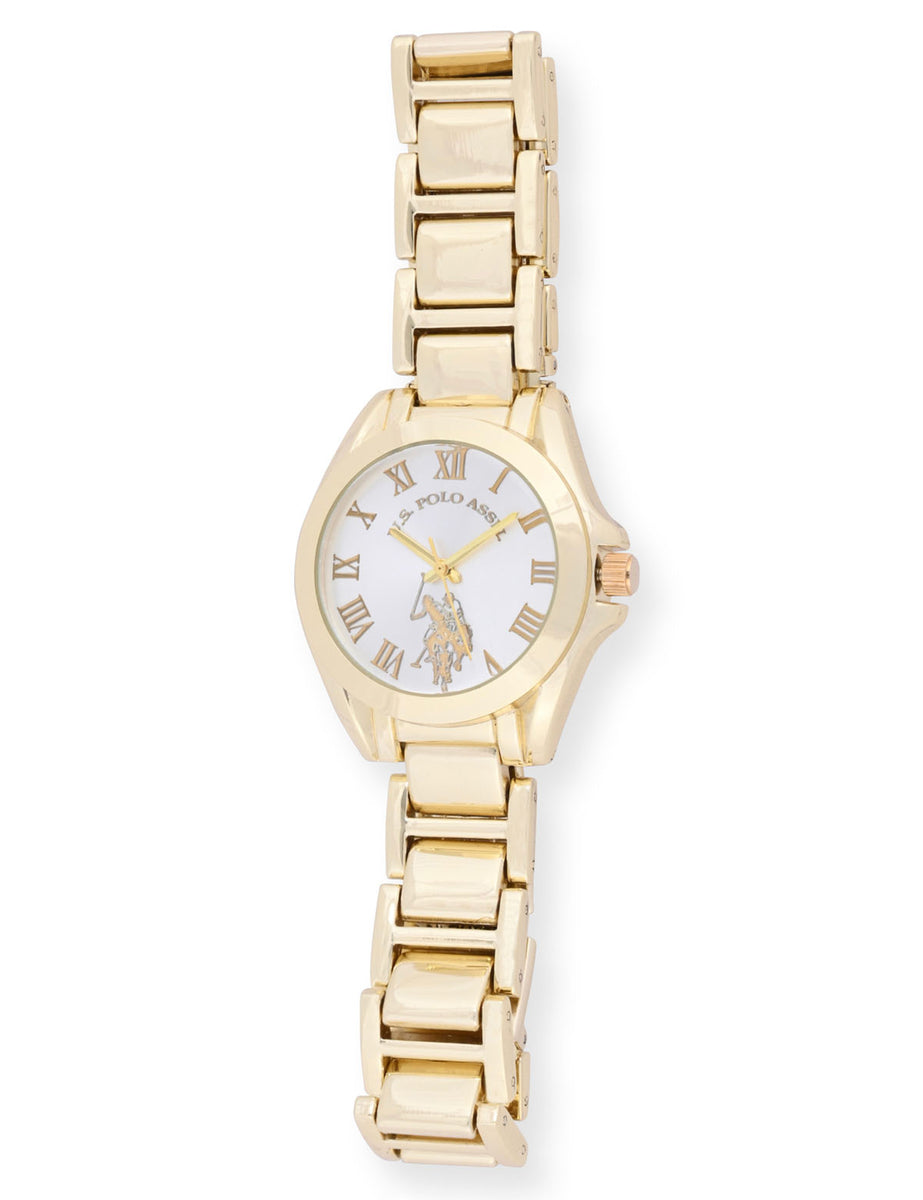 LADIES GOLDTONE BRACELET WATCH WITH SILVER DIAL– U.S. Polo Assn.