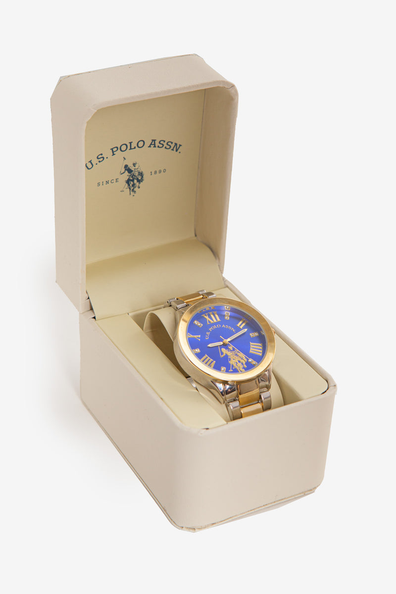 LADIES TWO TONE BRACELET WATCH W BLUE DIAL– U.S. Polo Assn.