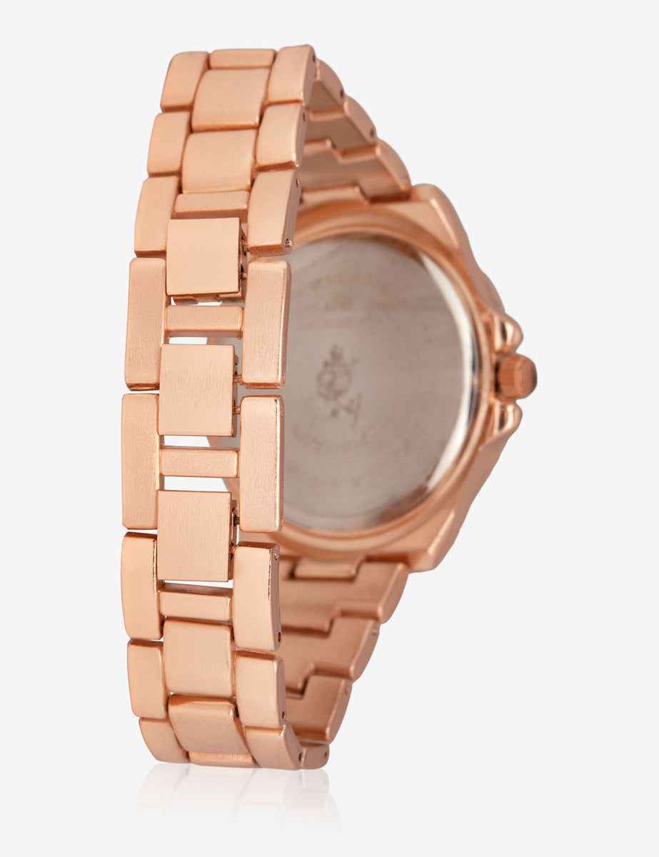 USPA WOMEN'S ROSE GOLD & RHINESTONE STUDDED WATCH– U.S. Polo Assn.