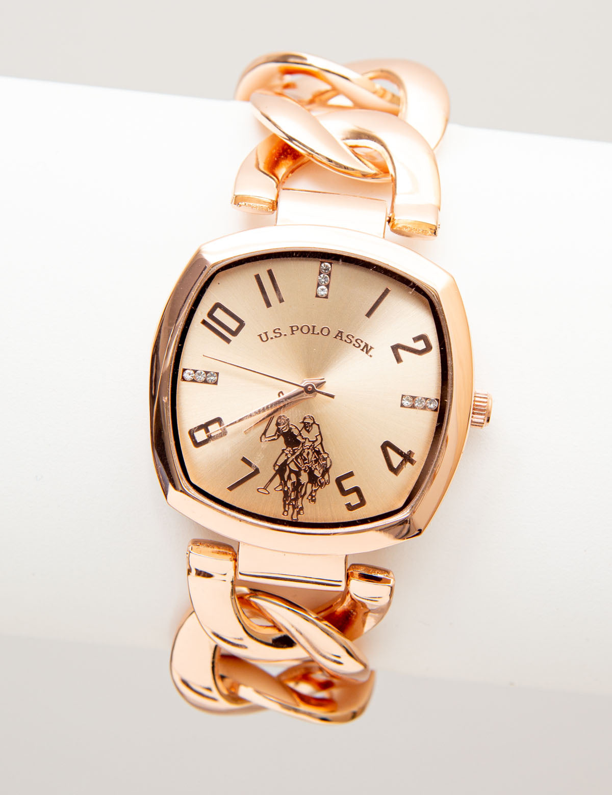 LADIES ROSE GOLDTONE JEWELRY CHAIN LINK WATCH– U.S. Polo Assn.