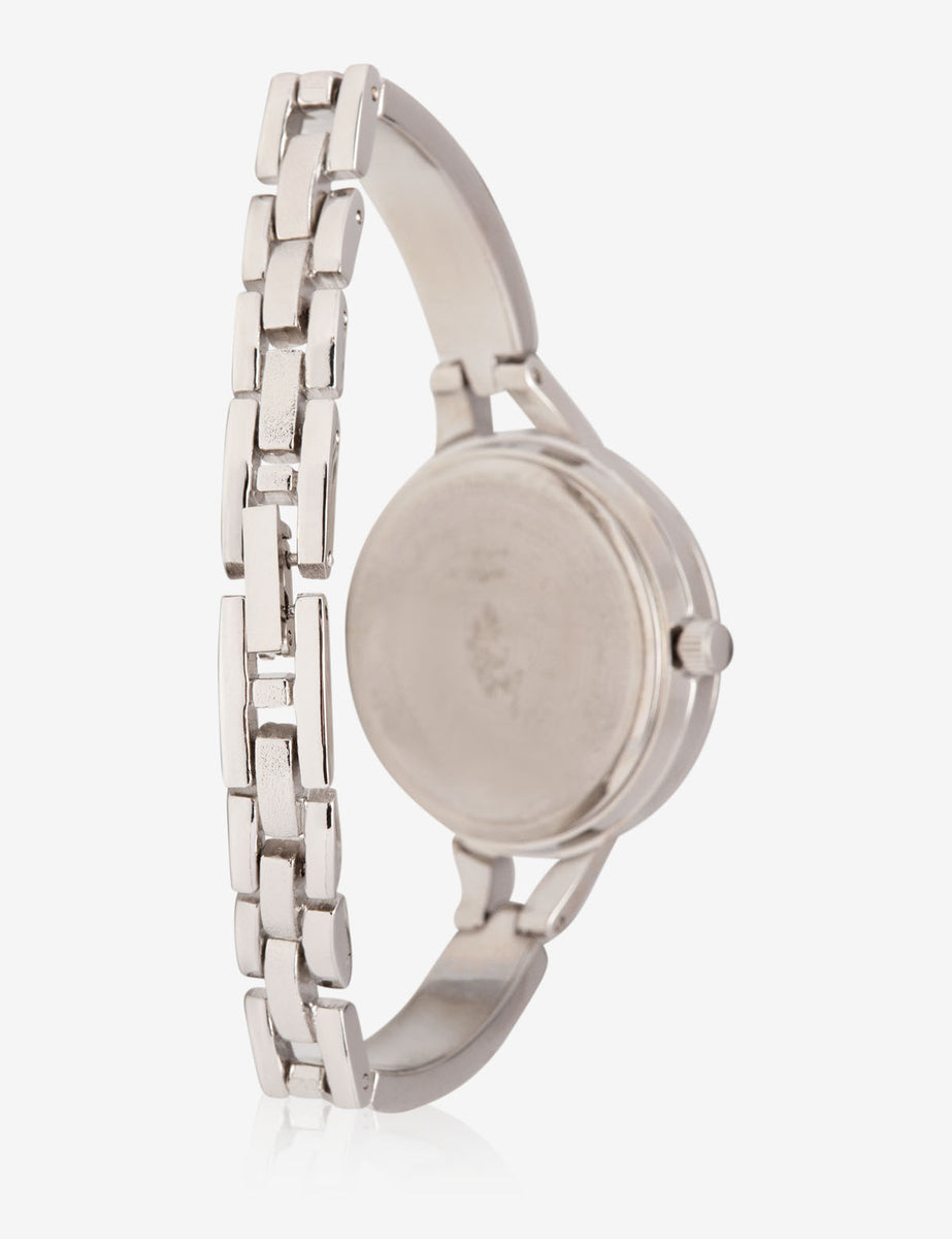 USPA WOMEN'S SILVER & RHINESTONE STUDDED WATCH– U.S. Polo Assn.