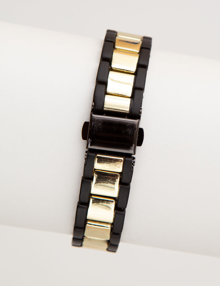 USPA WOMEN'S RHINESTONE, BLACK & GOLD TONE WATCH– U.S. Polo Assn.