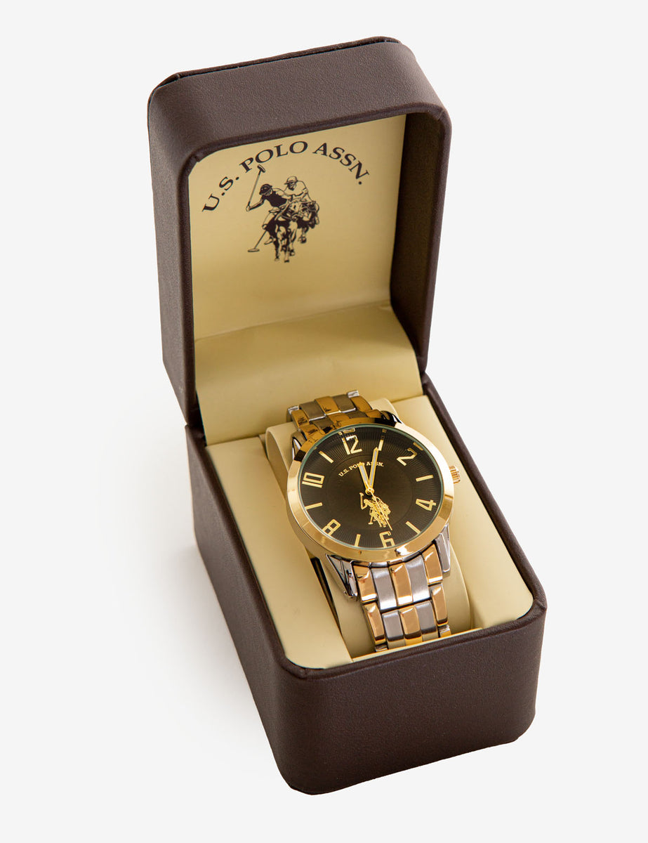 MEN'S TWO TONE BRACELET WATCH WITH GREY DIAL– U.S. Polo Assn.