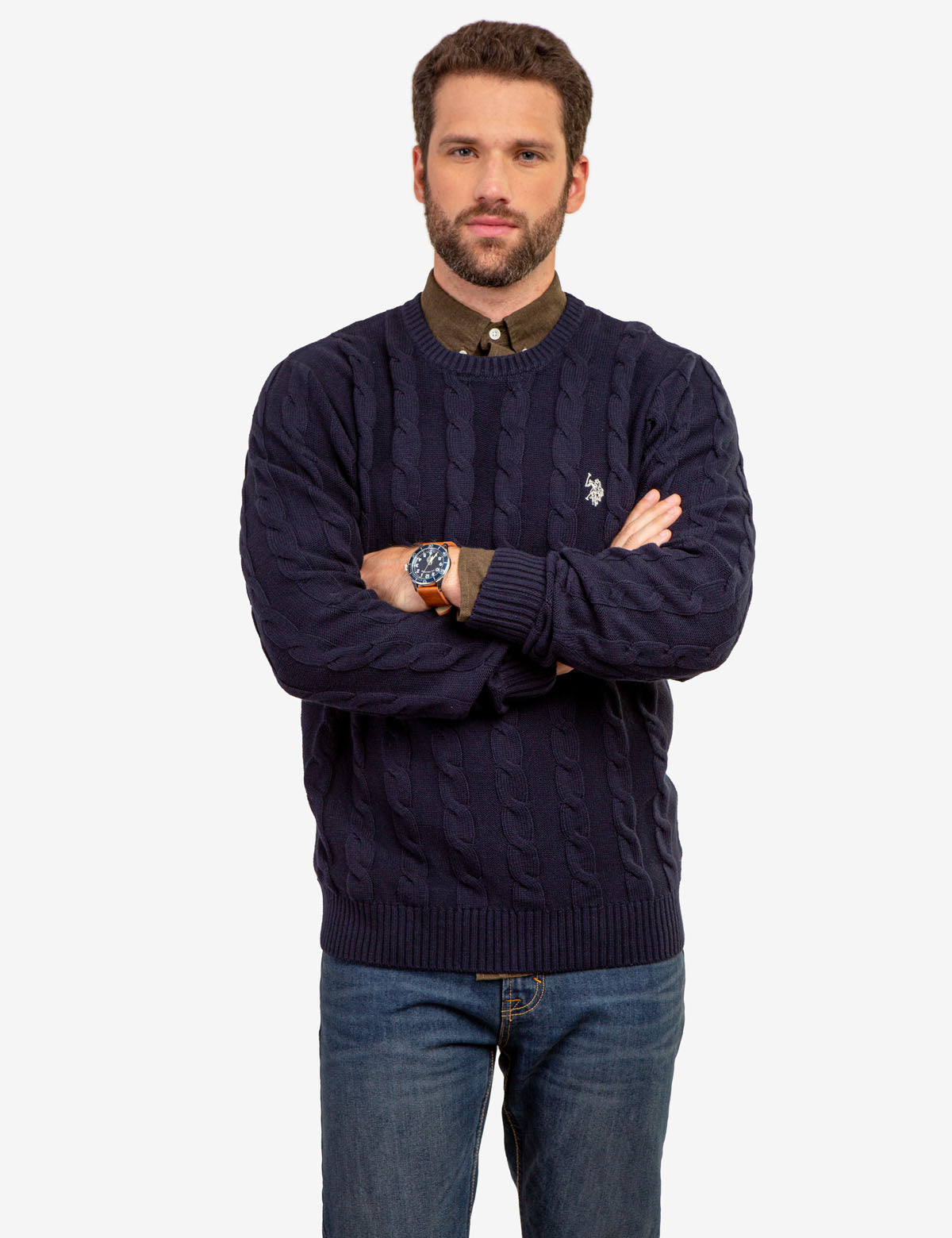 CABLE CREW NECK SWEATER– U.S. Polo Assn.