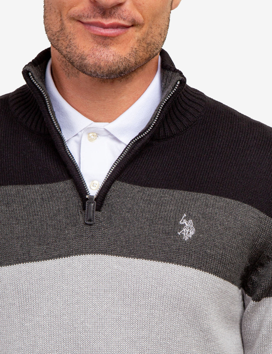 ENGINEER STRIPE 1/4 ZIP SWEATER– U.S. Polo Assn.